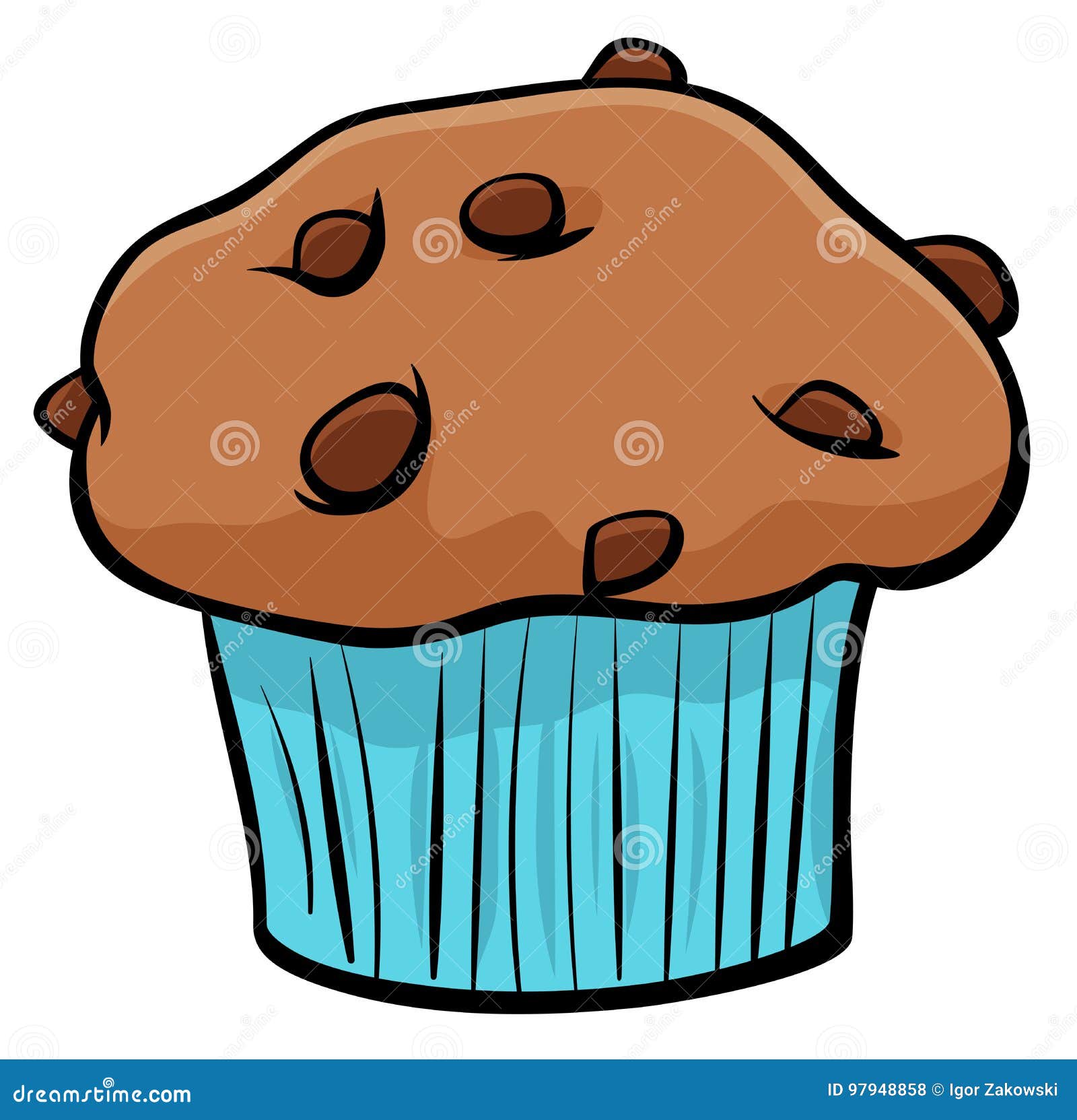 Queque Com Objeto Dos Desenhos Animados Do Chocolate Ilustração do ...