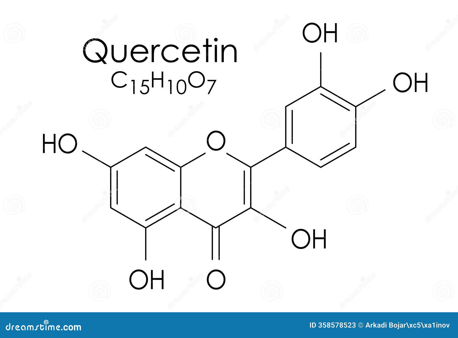 Quercetin Molecule Structure, Chemical Formula Stock Vector ...