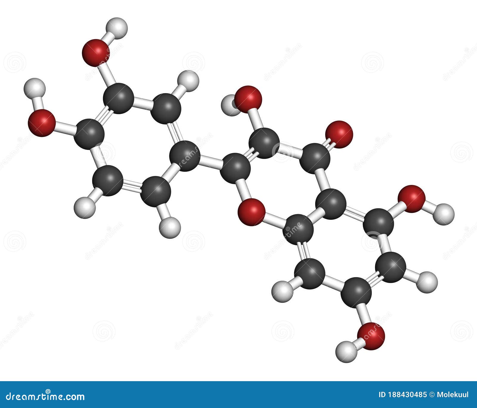 Quercetin Flavonoid Molecule. Structural Chemical Formula And Cartoon ...