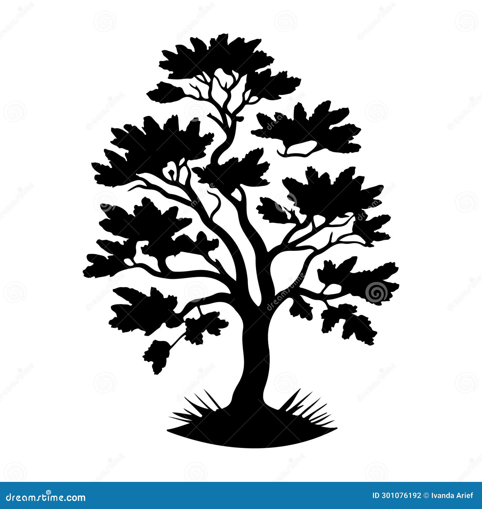 Quercus Icon Hand Draw Black Colour Tree Logo Symbol Perfect Stock ...