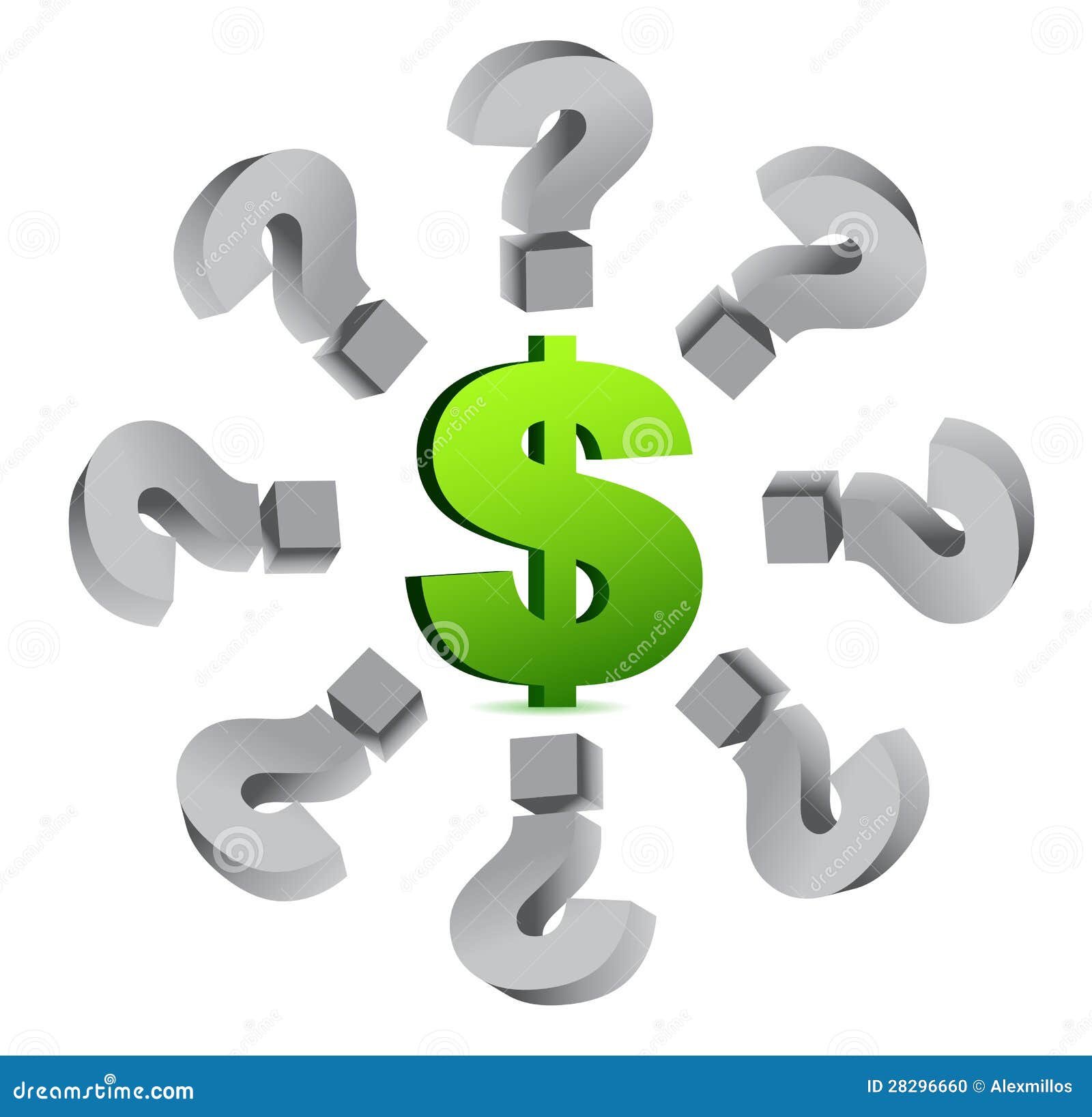 Query Marks Around a Currency Stock Illustration - Illustration of ...