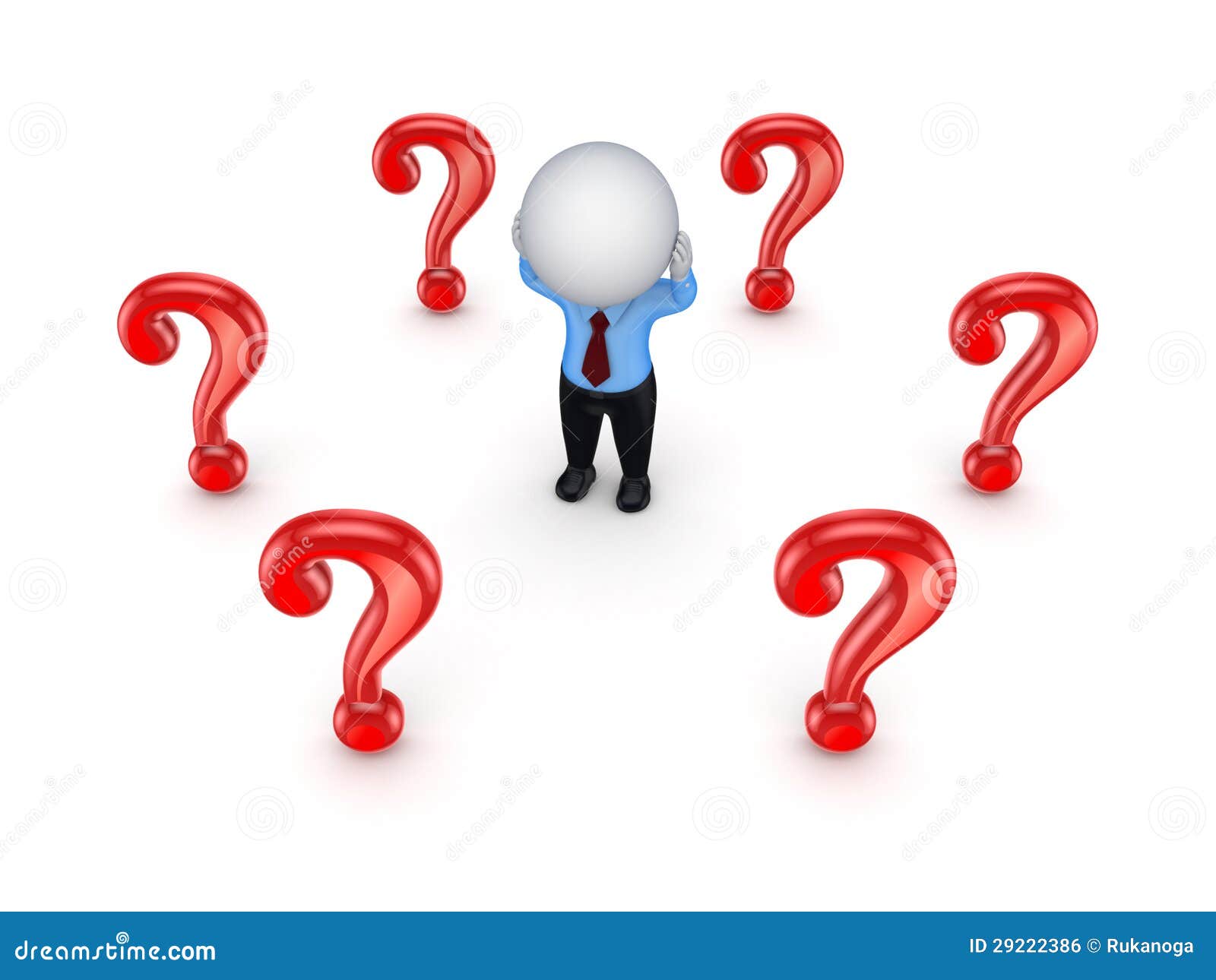 Query Marks Around Small Person. Stock Illustration - Illustration of ...