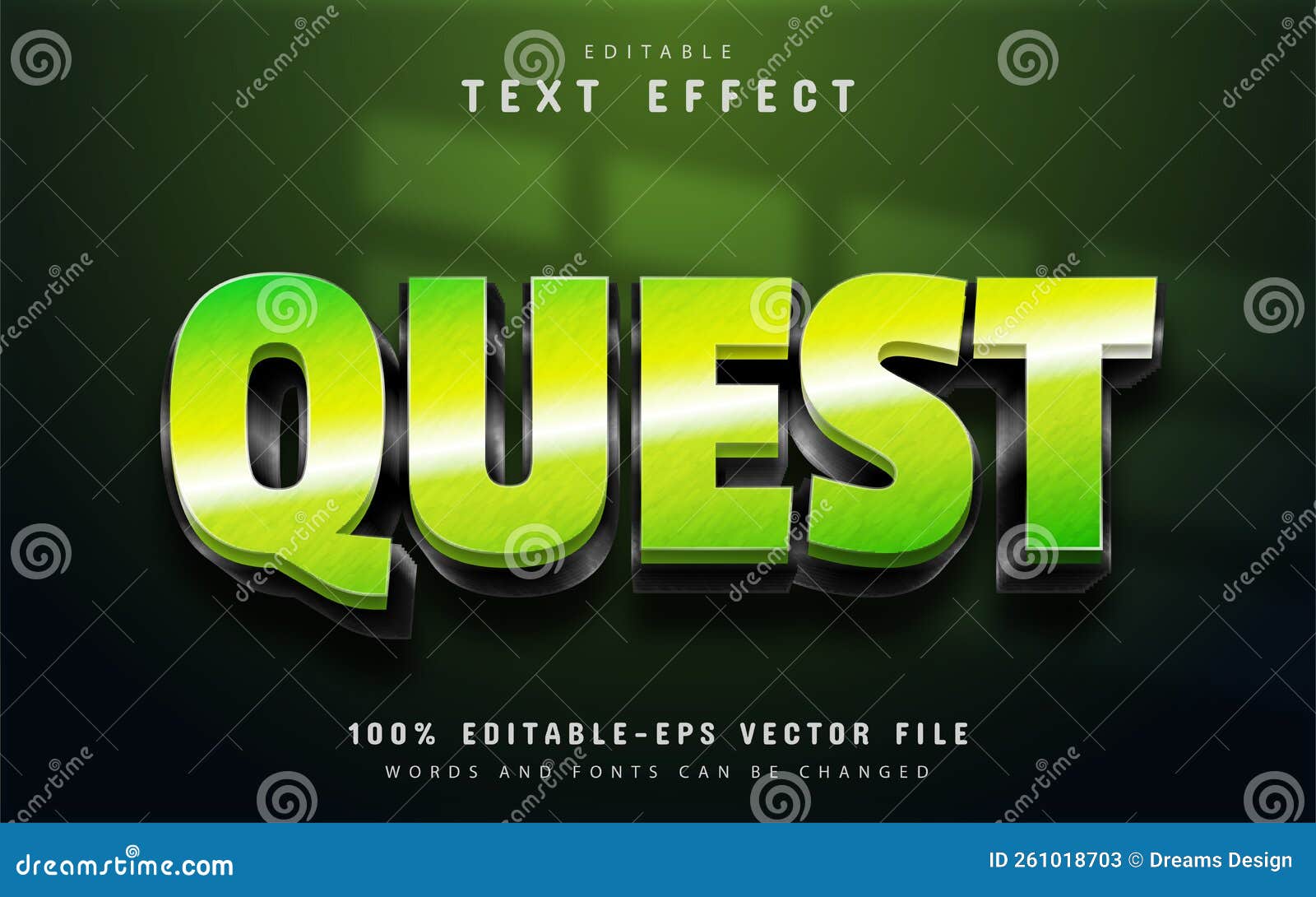 Quest 3d Text Effect Editable Stock Vector - Illustration of type ...