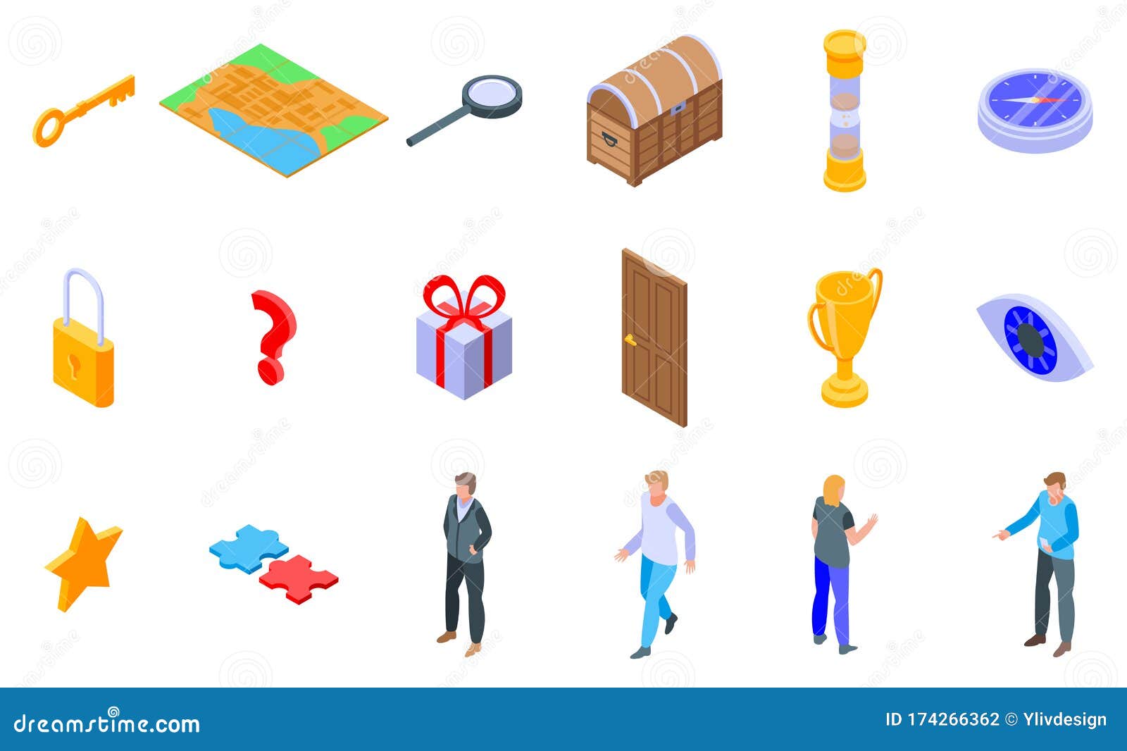Quest Icons Set, Isometric Style Stock Vector - Illustration of logic ...