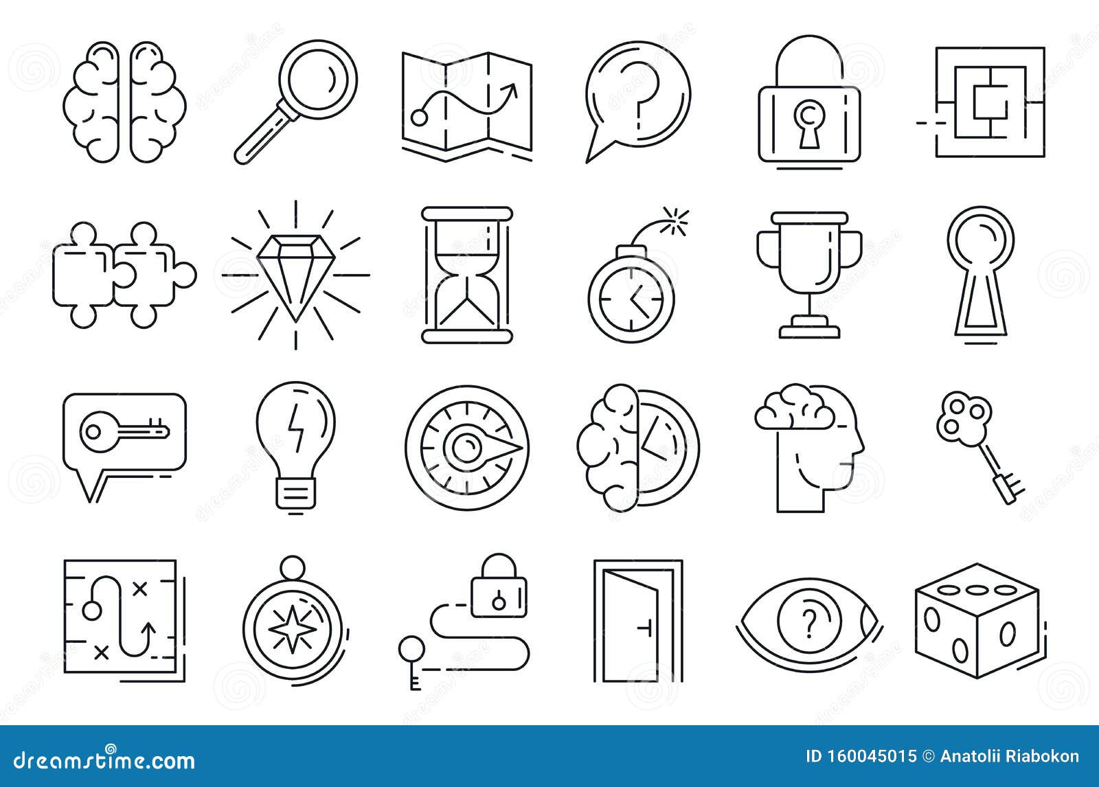 Quest Icons Set, Outline Style Stock Vector - Illustration of discover ...