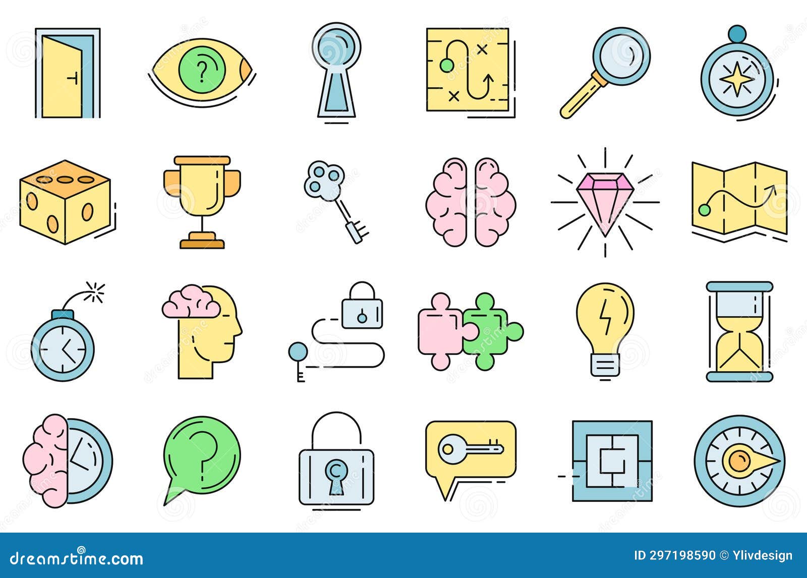 Quest Icons Set Vector Color Stock Illustration - Illustration of ...