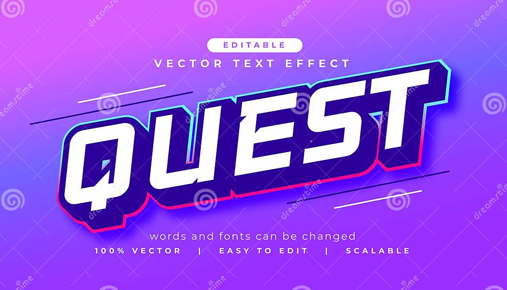 Quest Lettering Text Effect Style Purple Template Stock Vector ...
