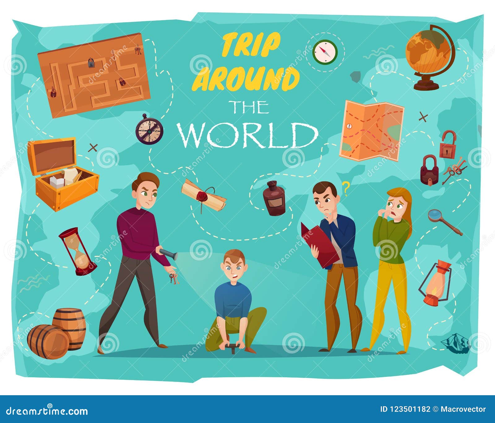 Quest Game Reality Cartoon Poster Vector Illustration | CartoonDealer ...