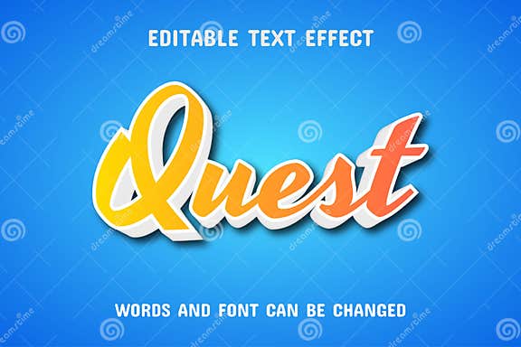 Quest Text - Editable Text Effect Stock Vector - Illustration of modern ...