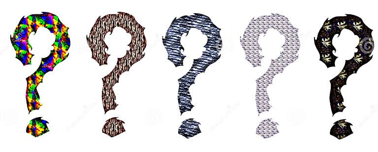 Set of Colorful Artistic Question Marks, Fantasy, Colors. Stock ...