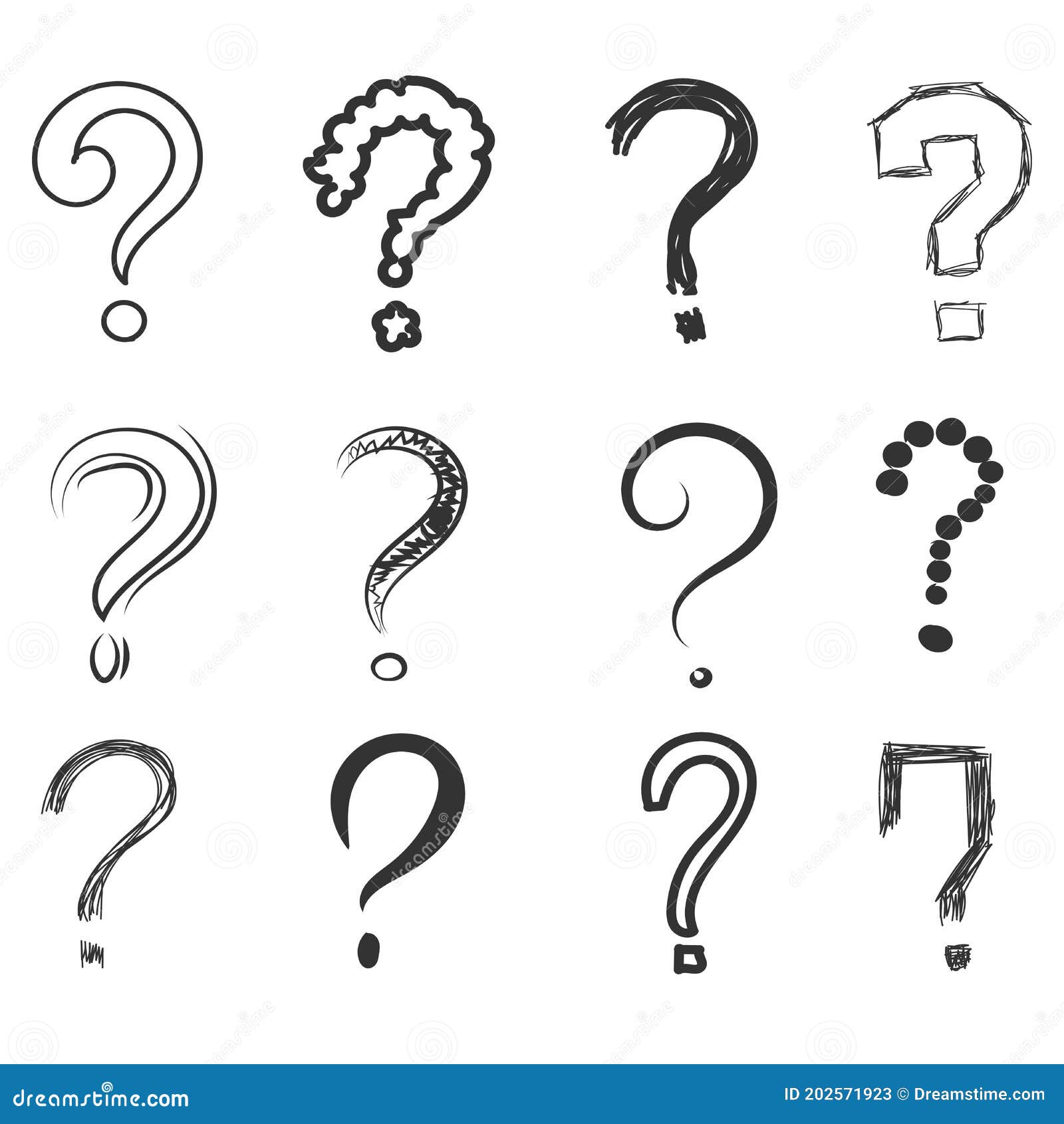 Question mark doodle. stock illustration. Illustration of mark - 202571923