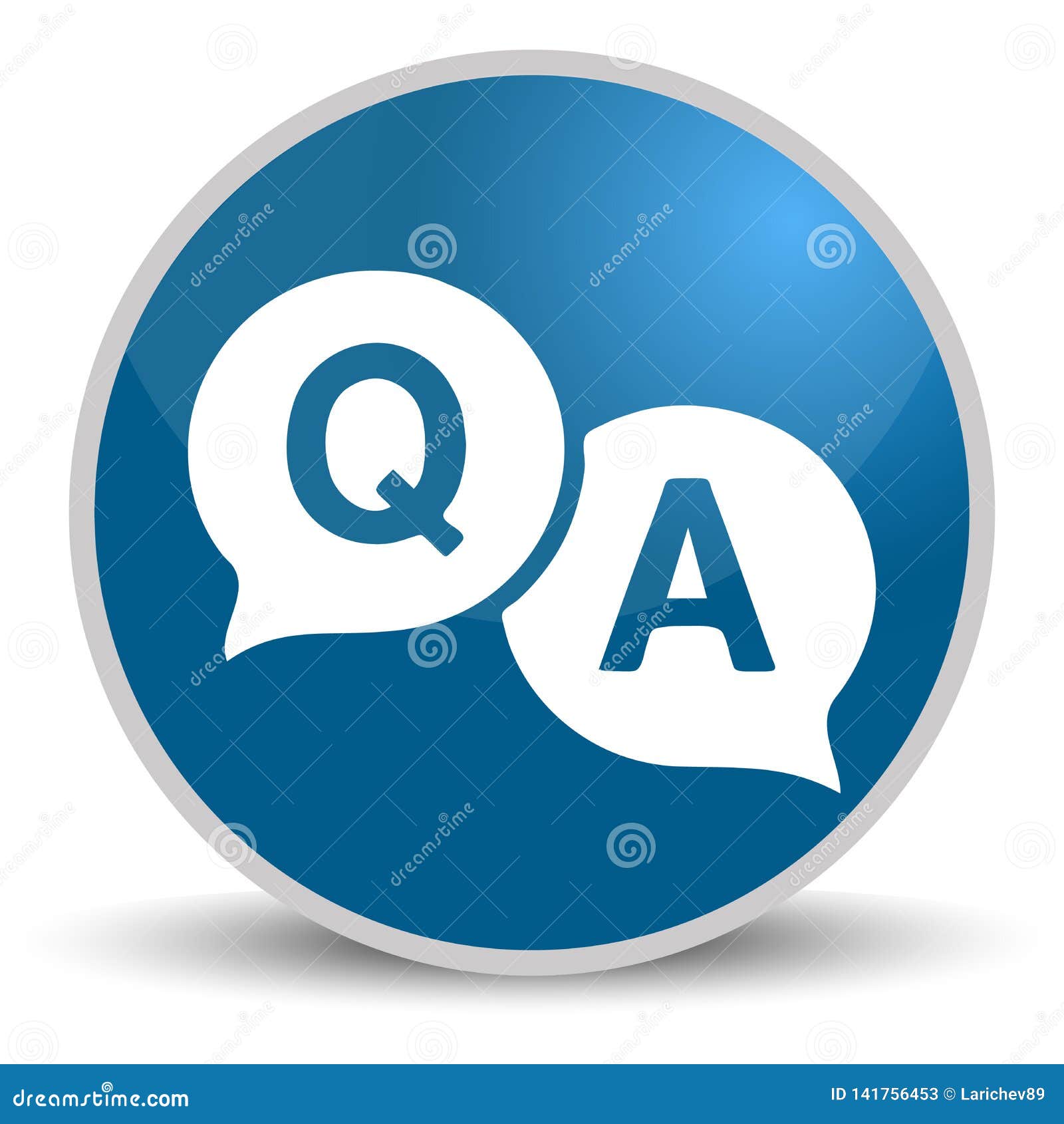 Question Answer Blue Glossy Round Vector Icon in Eps 10. Editable ...