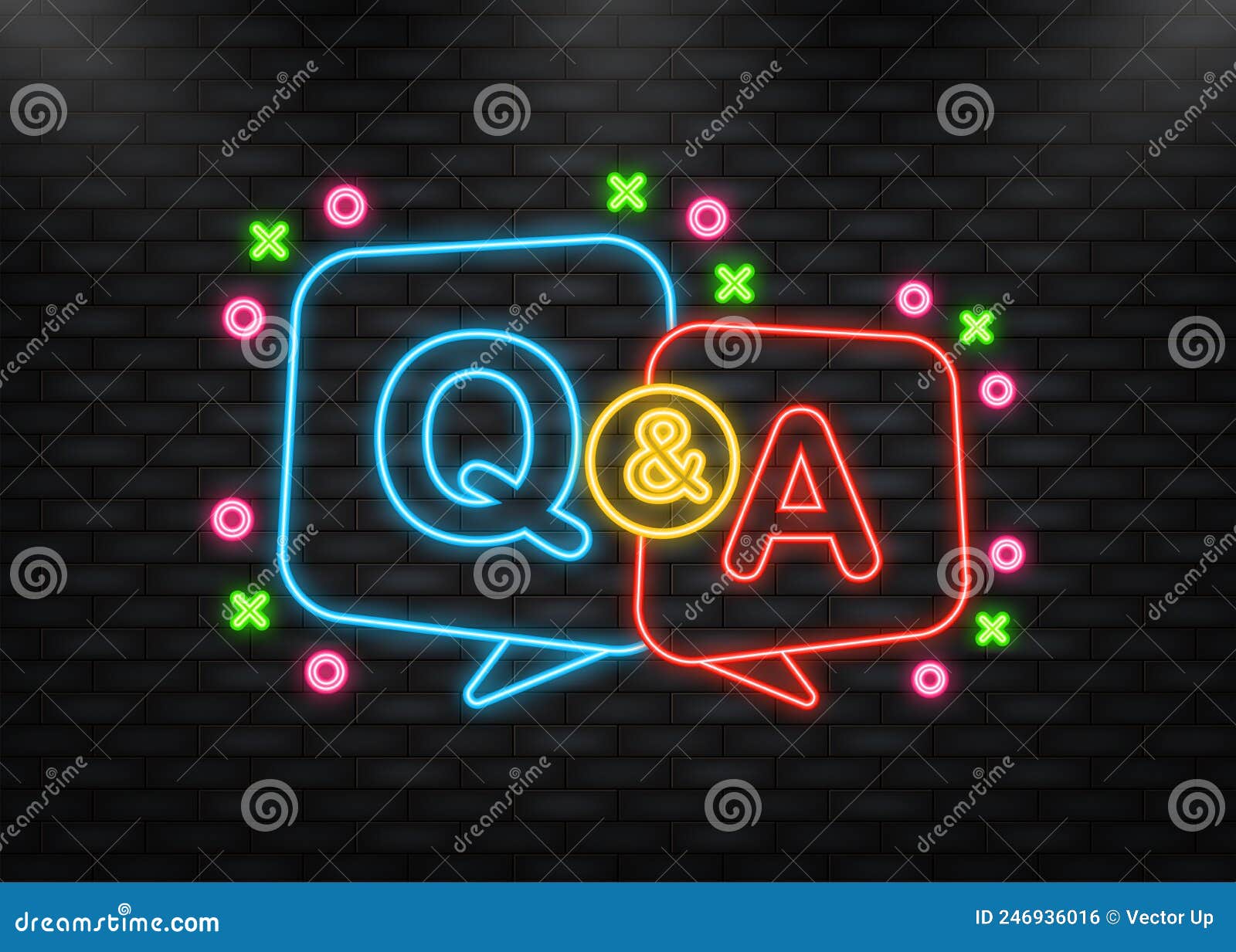 Question and Answer Bubble Chat Neon Icon. Vector Illustration Stock ...