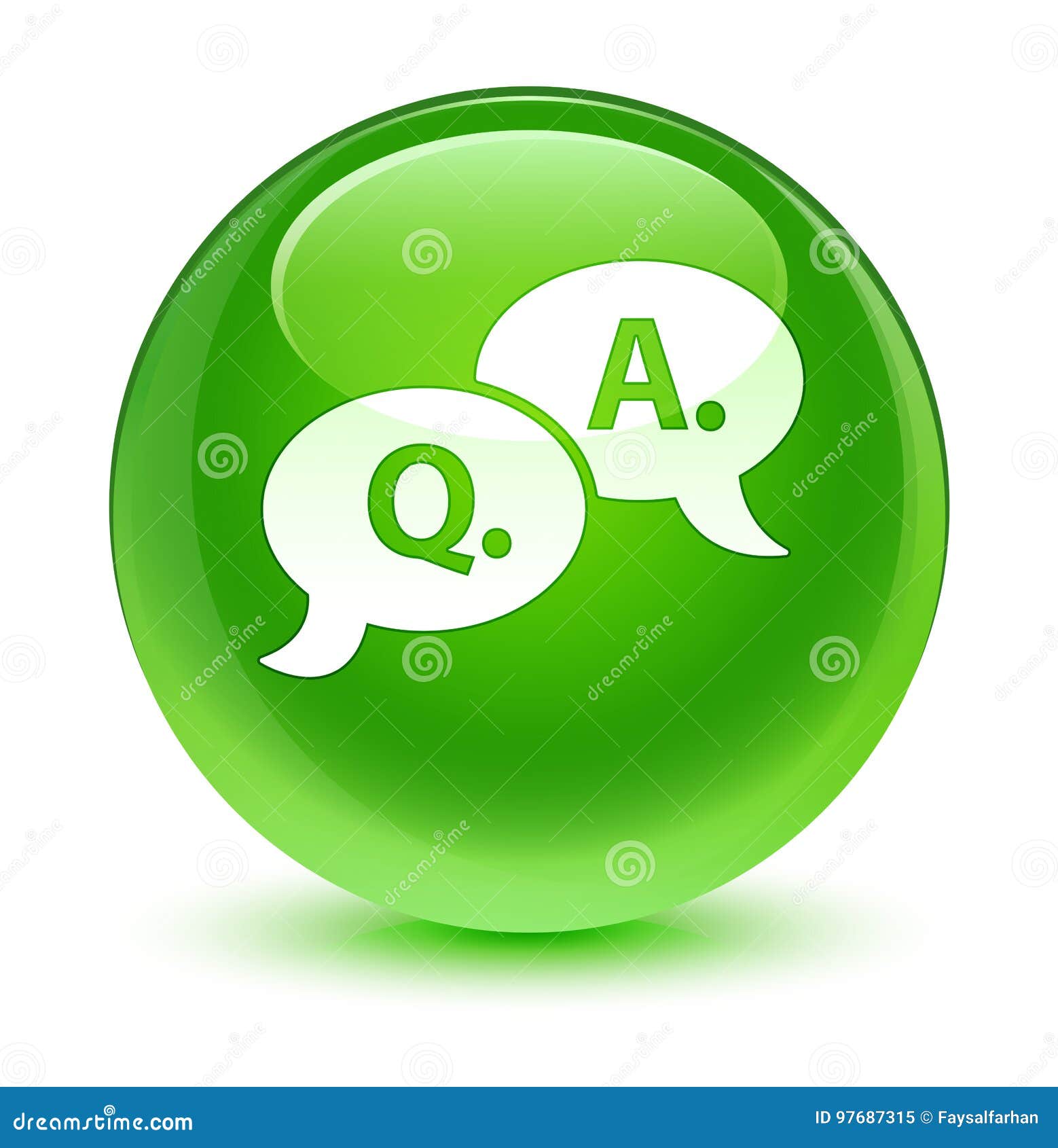 Question Answer Bubble Icon Glassy Green Round Button Stock ...