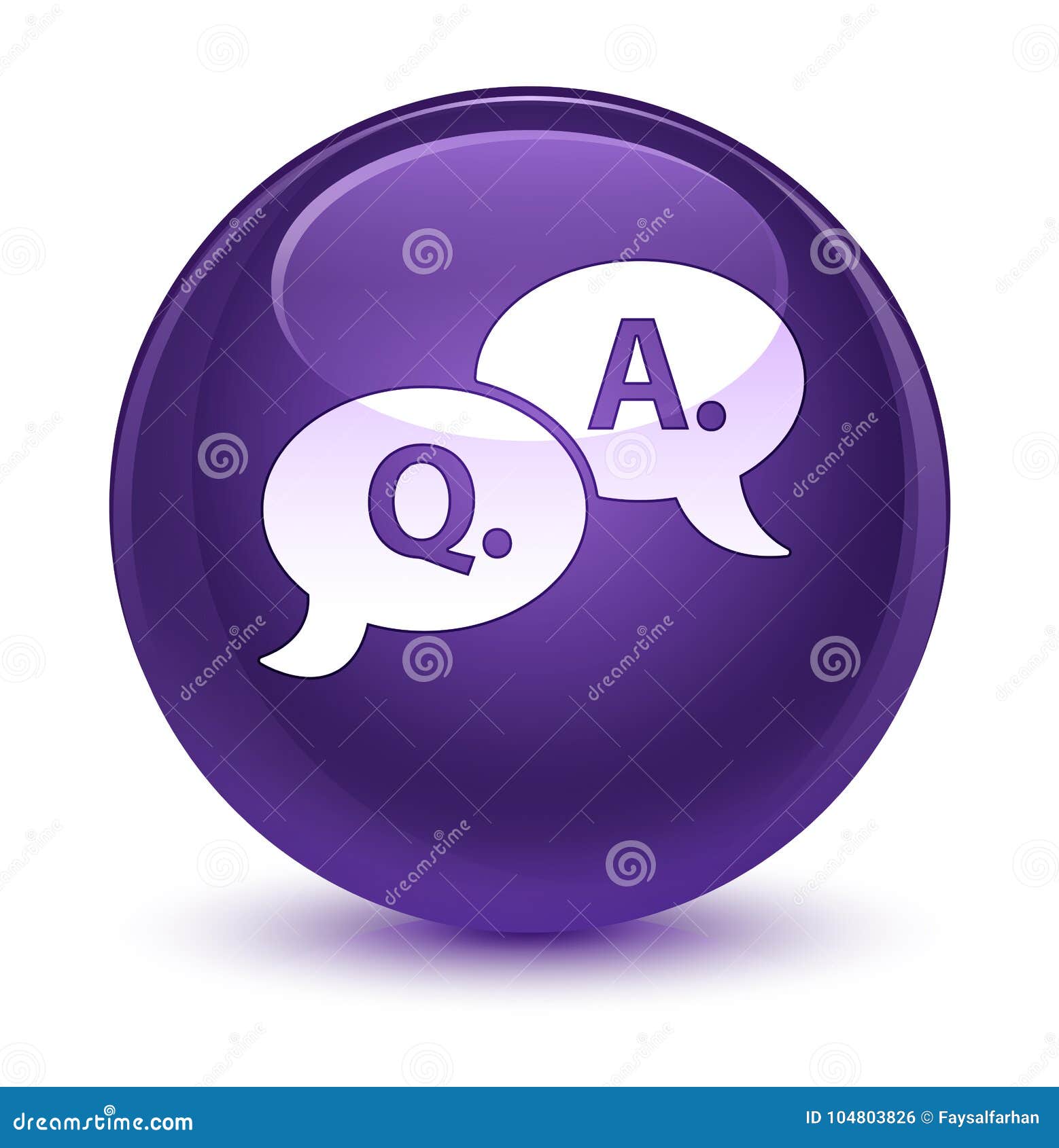 Question Answer Bubble Icon Glassy Purple Round Button Stock ...