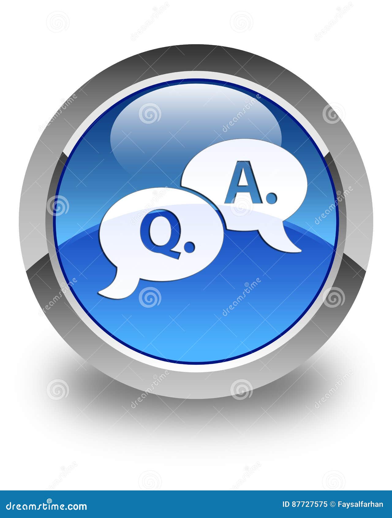 Question Answer Bubble Icon Glossy Blue Round Button Stock Illustration ...