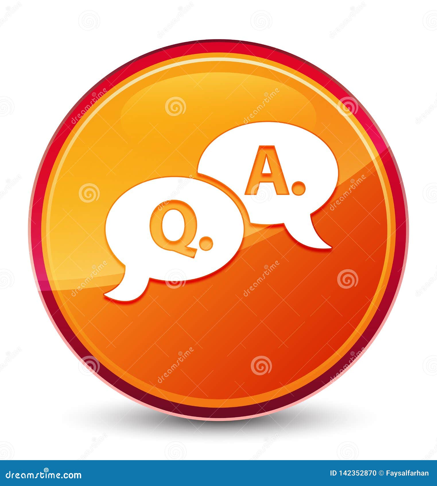 Question Answer Bubble Icon Special Glassy Orange Round Button Stock ...