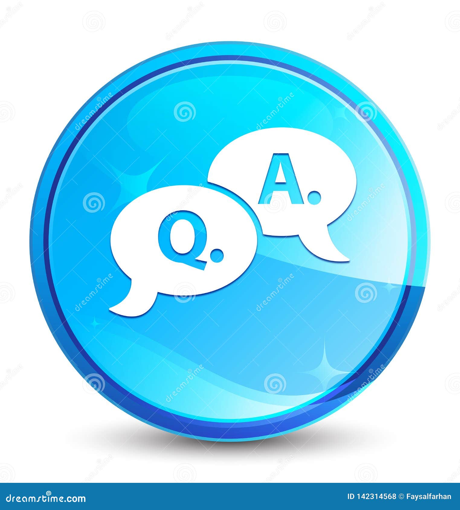Question Answer Bubble Icon Splash Natural Blue Round Button Stock ...