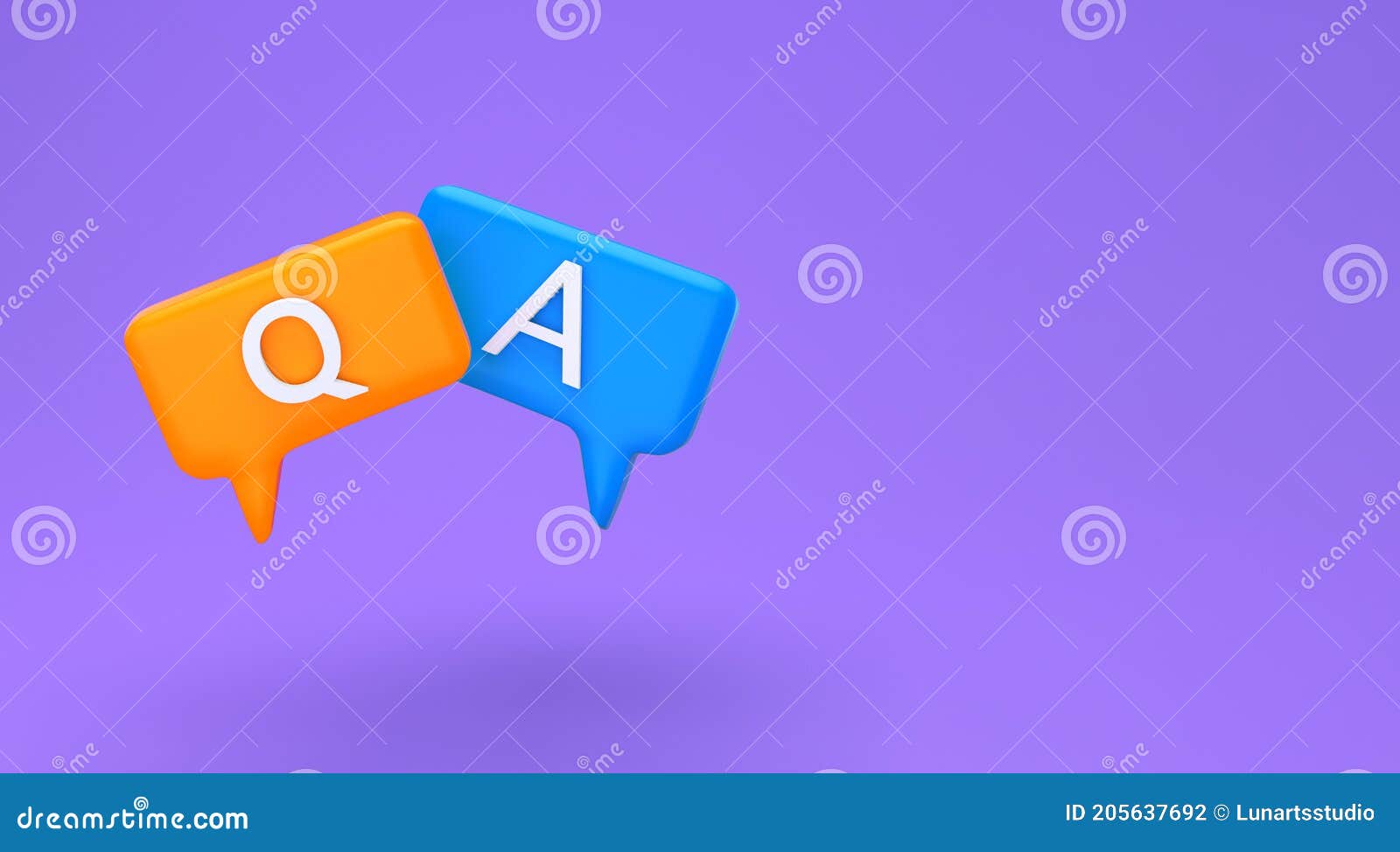 Question and Answer Bubble Speech Minimal Concept. Cartoon 3d QA Chat ...