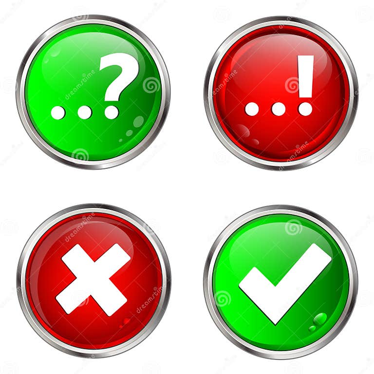 Question, Answer and Check Mark Buttons. Stock Vector - Illustration of ...