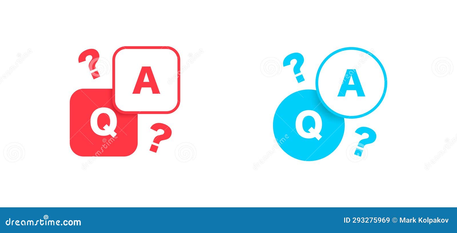 Question and Answer Flat Icon in Square and Round Bubble. Isolated ...