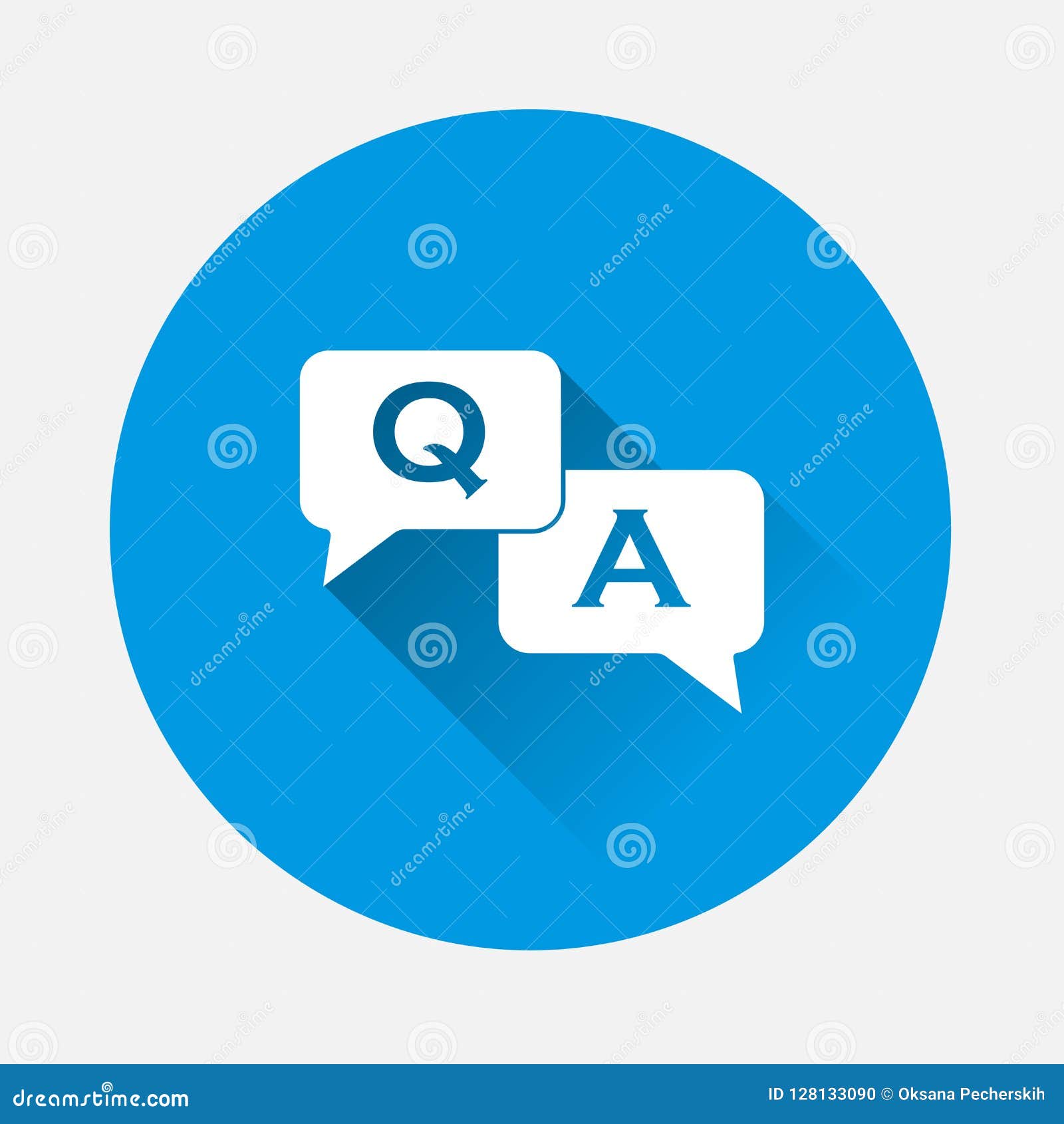 Question Answer Icon on Blue Background. Flat Image Speech Bub Stock ...