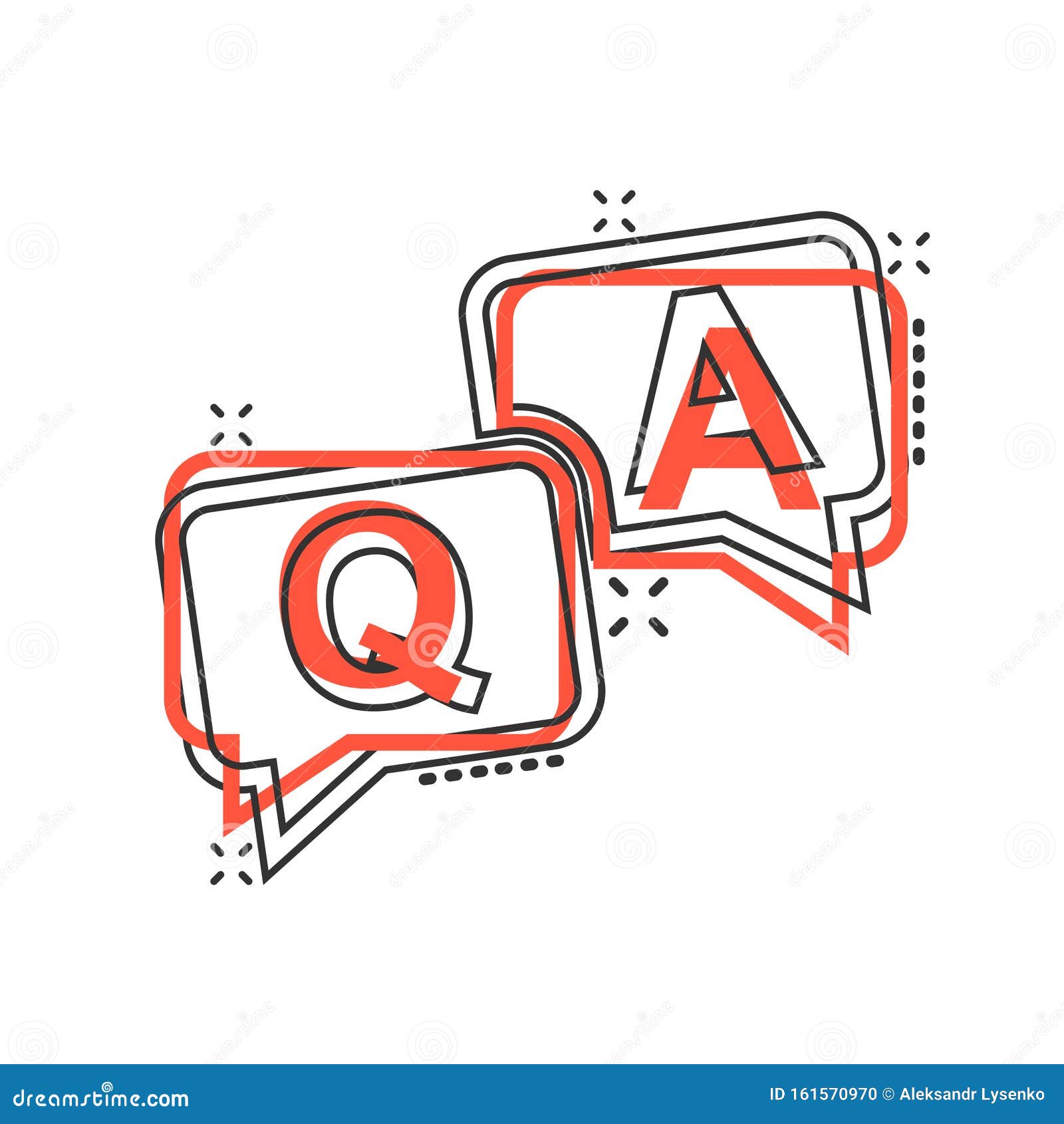 Question and Answer Icon in Comic Style. Discussion Speech Bubble ...