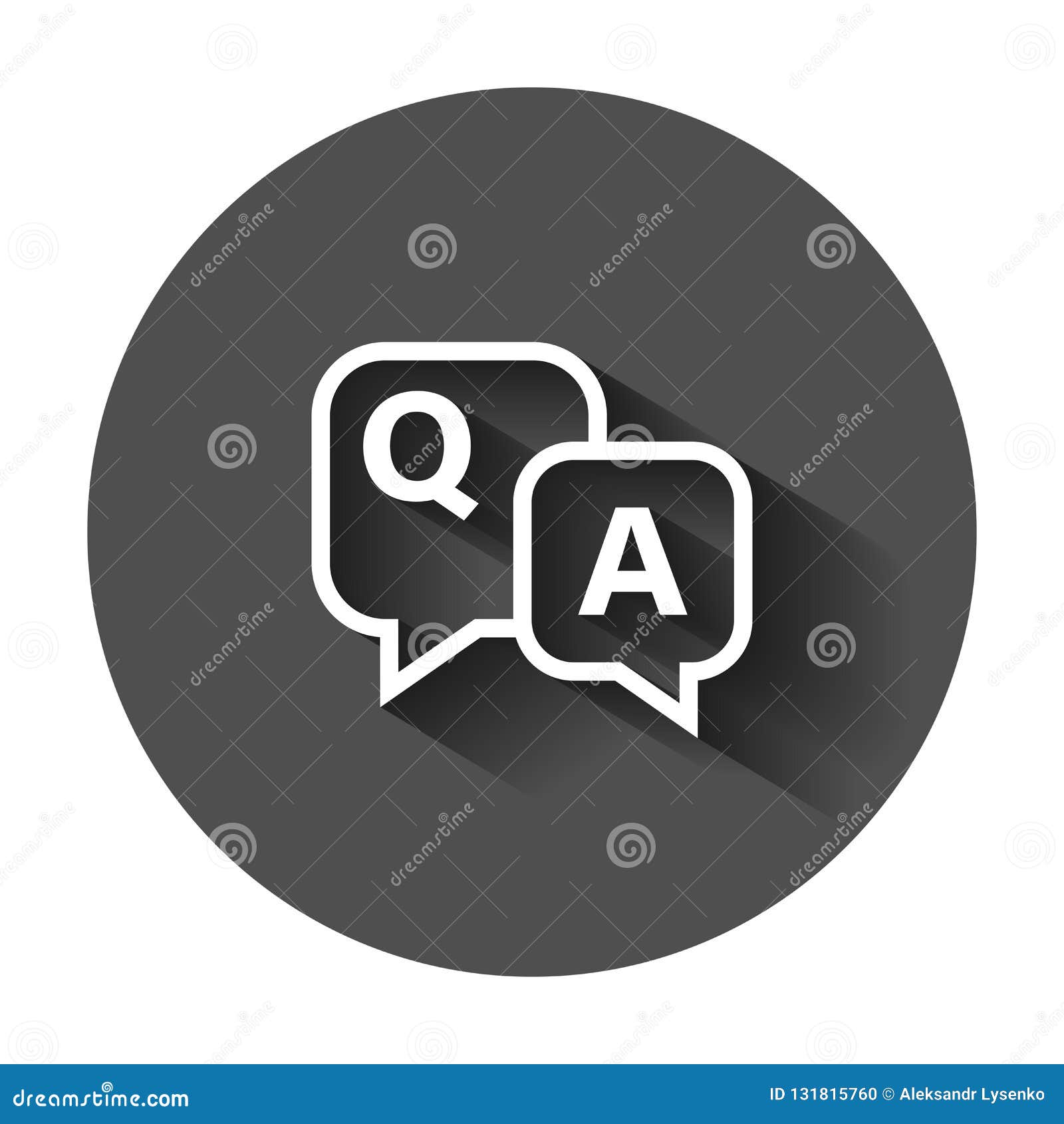 Question and Answer Icon in Flat Style. Discussion Speech Bubble Stock ...