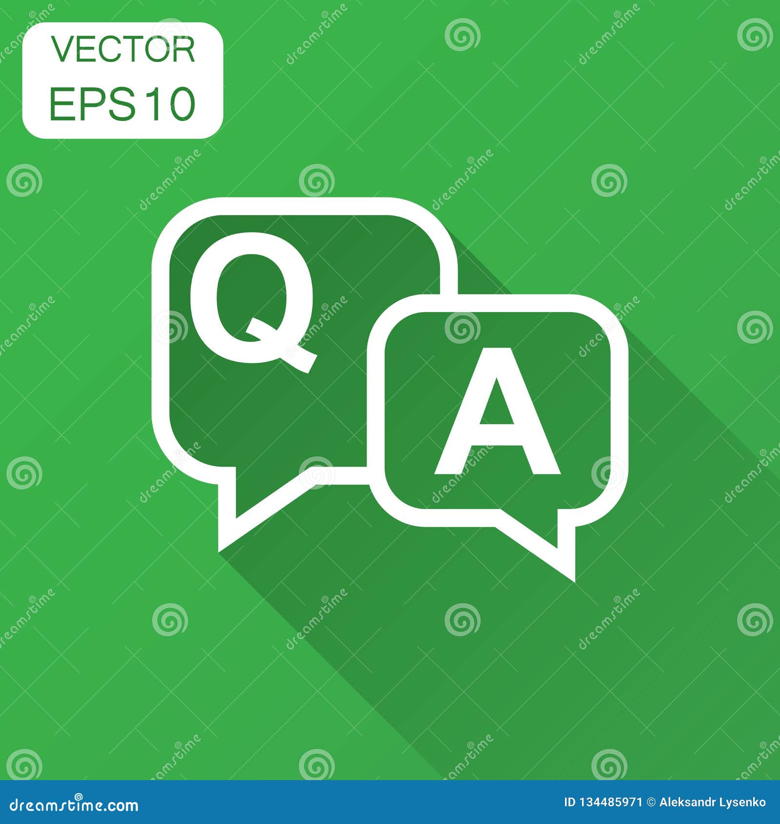 Question and Answer Icon in Flat Style. Discussion Speech Bubble Vector ...