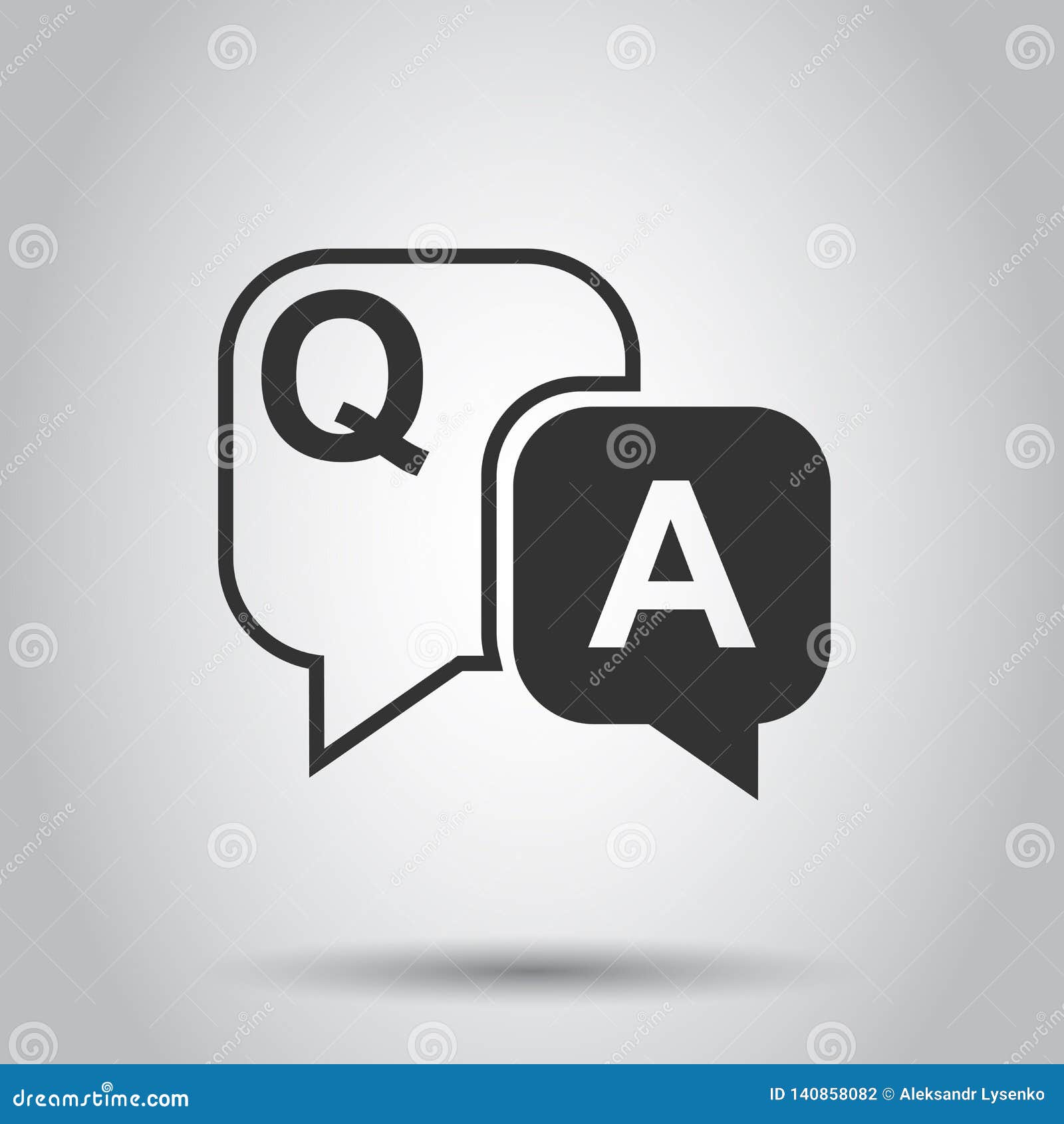 Question and Answer Icon in Flat Style. Discussion Speech Bubble Vector ...