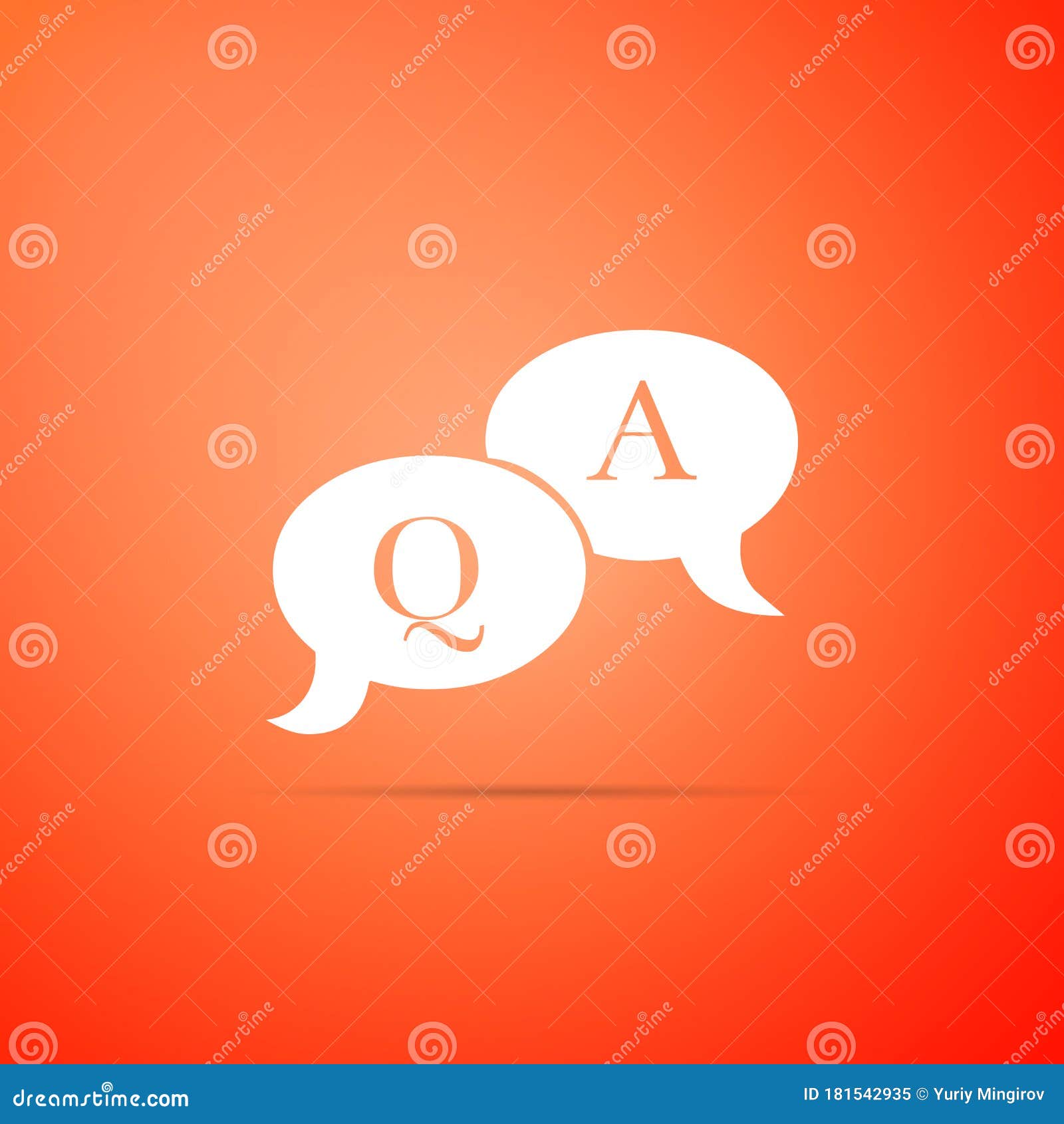 Question and Answer Mark in Speech Bubble Icon Isolated on Orange ...
