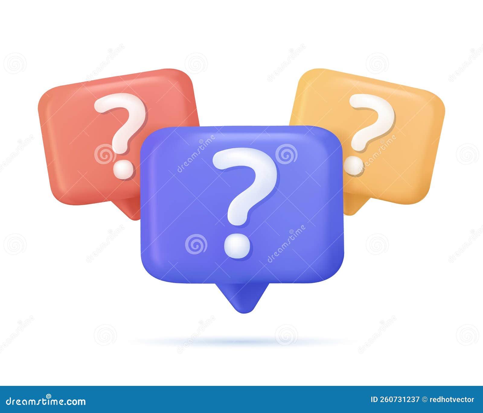 Question and Answer Message Box with Question Mark Icon. 3D Bubble Box ...