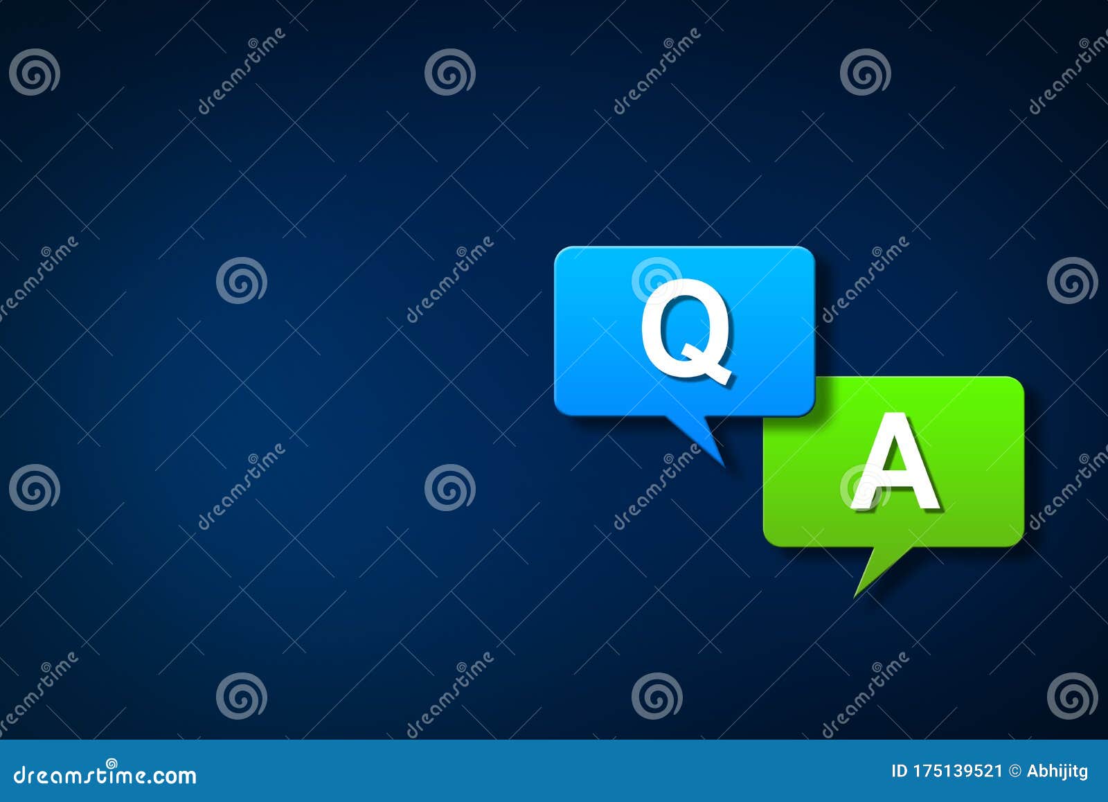 Question and Answer Speech Bubble Concept on Blue Background, Digital ...