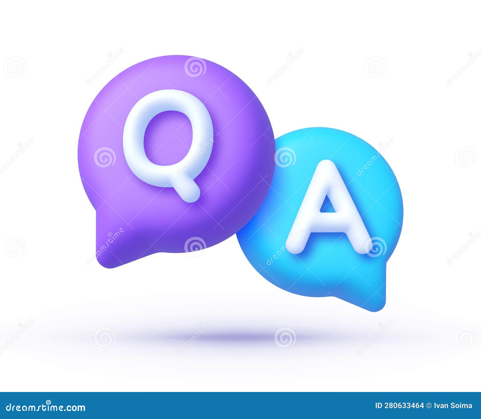 Question and Answer Speech Bubble 3d Vector Illustration. Purple and ...