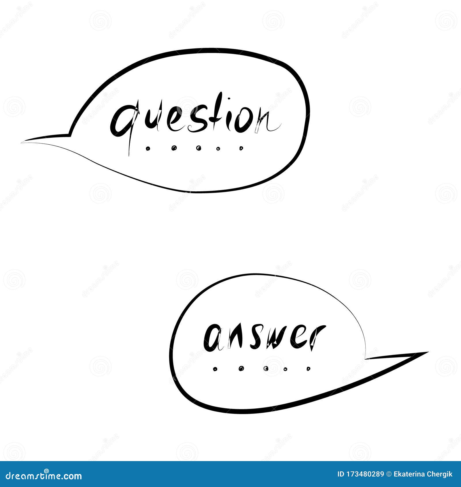 Question-and-answer Text in Speech Bubbles. Black Lines Stock ...