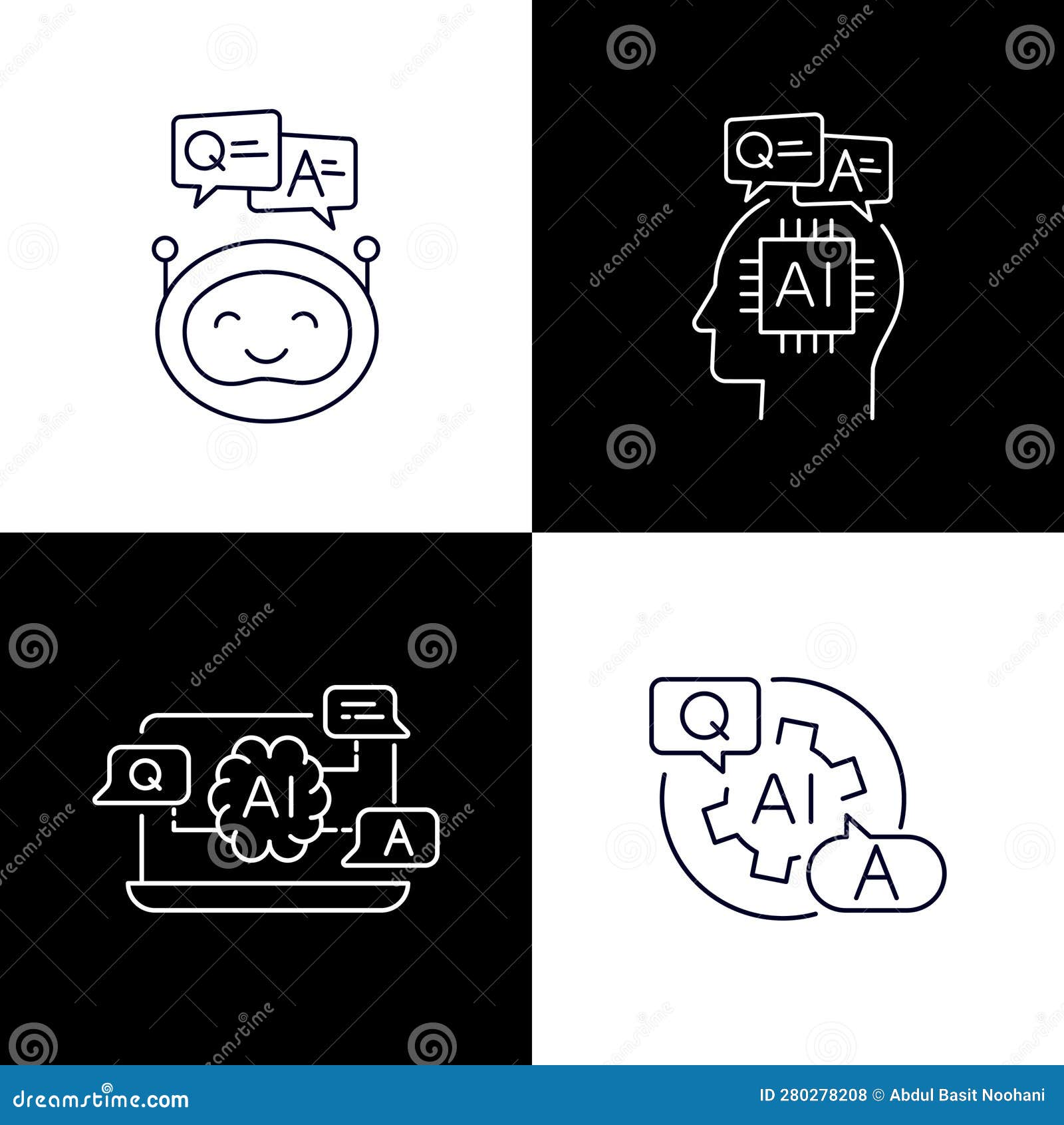 Question Answering with Ai Icons. Vector Icons. Q&a with AI Icons ...