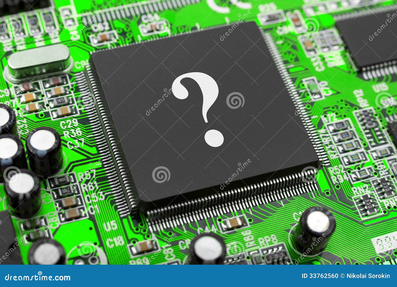 Question on computer chip stock photo. Image of request - 33762560