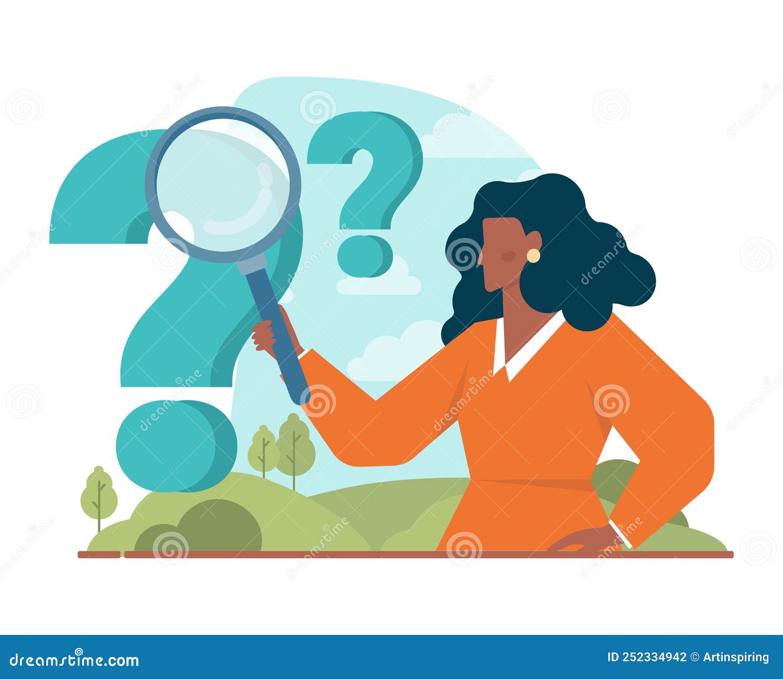 Confused Man Character Rubbing His Chin Flat Vector Illustration ...