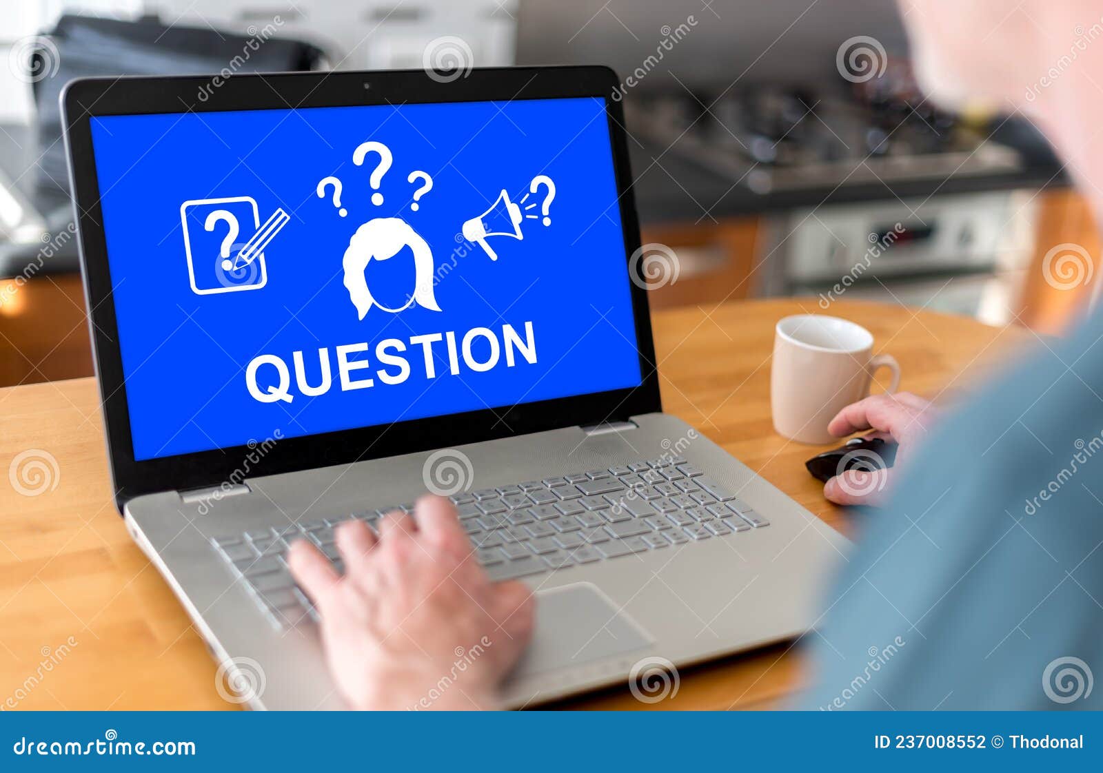 Question Concept on a Laptop Stock Photo - Image of answer, support ...