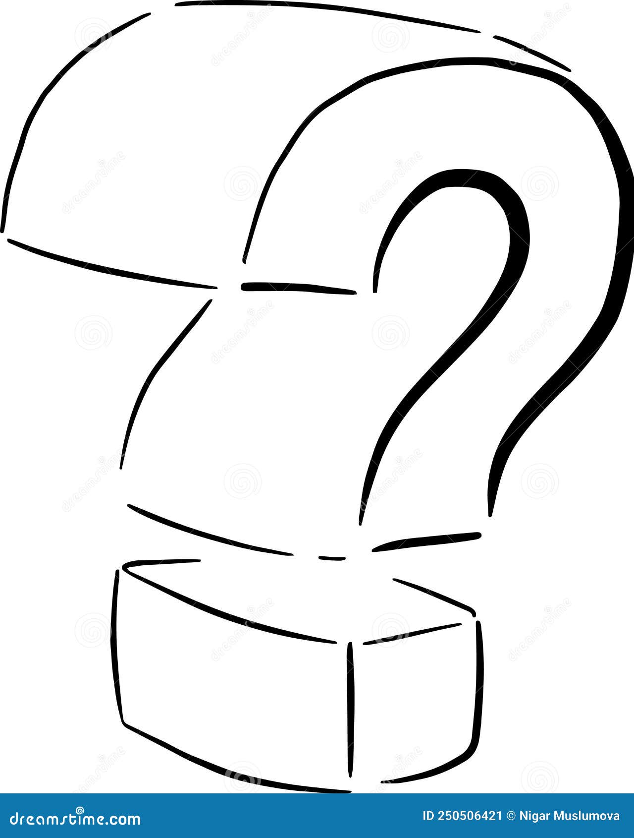 Question, 3d, Hand Draw Line Vector Illustration Stock Vector ...
