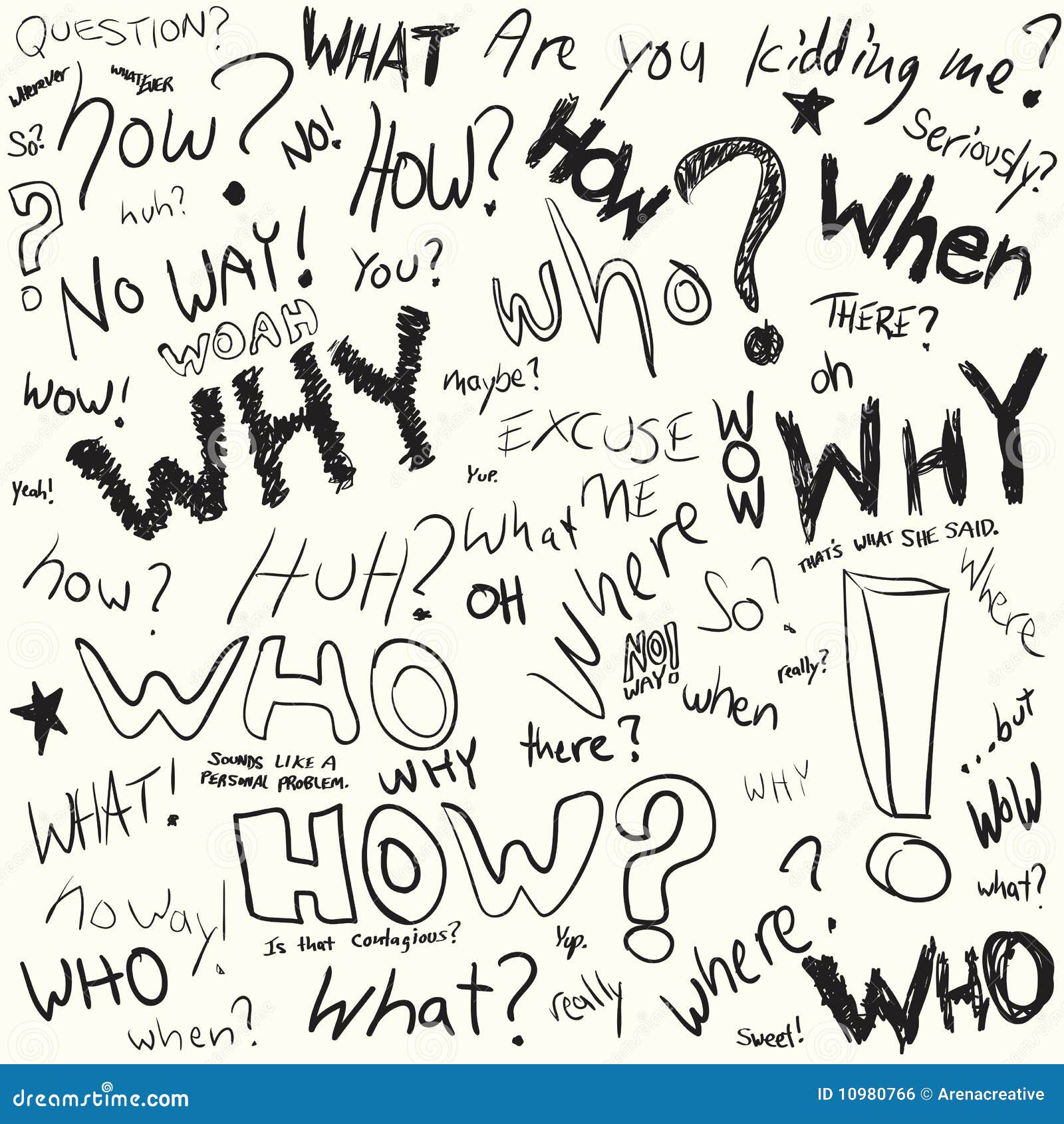 Question Doodles stock vector. Illustration of excuse - 10980766