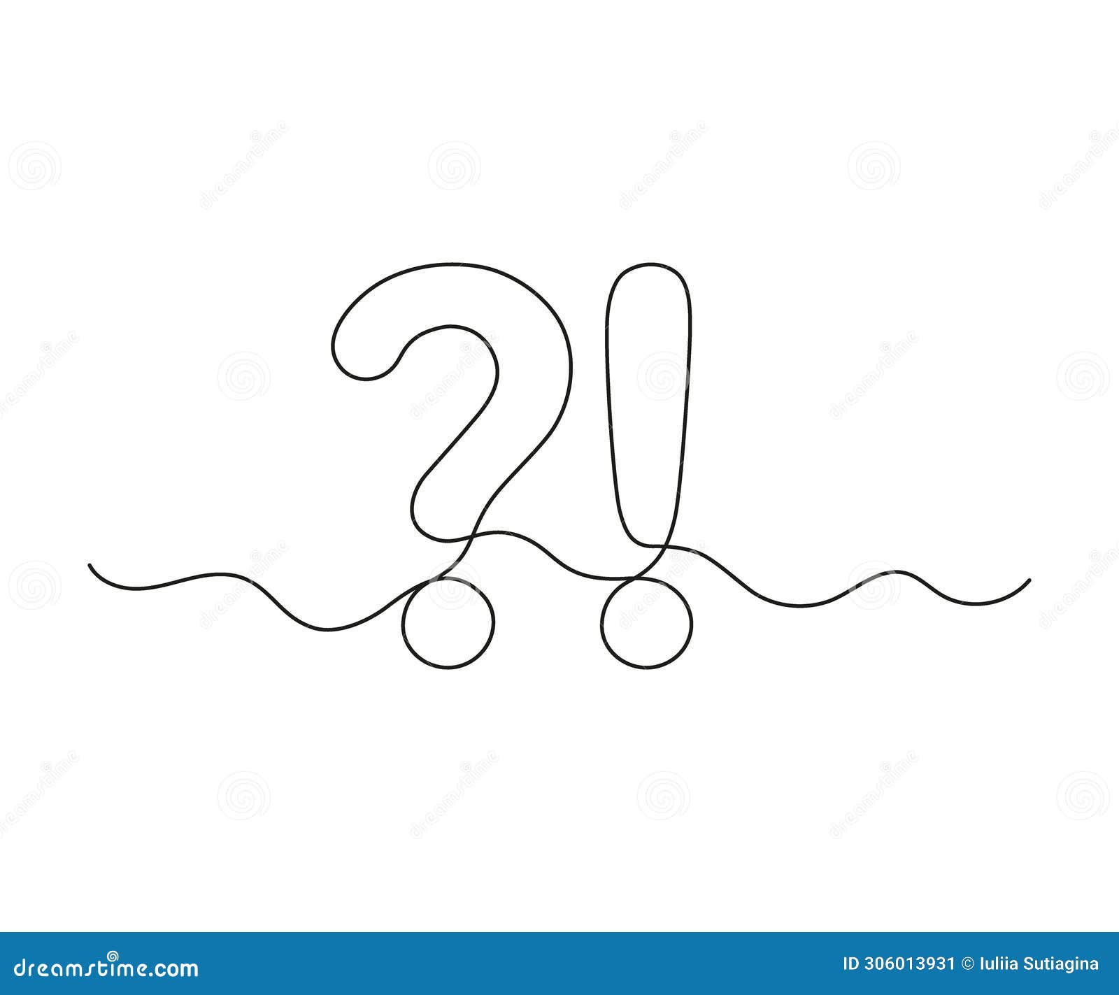 Question Exclamation Mark, One Line Continuous Drawing. Simple ...
