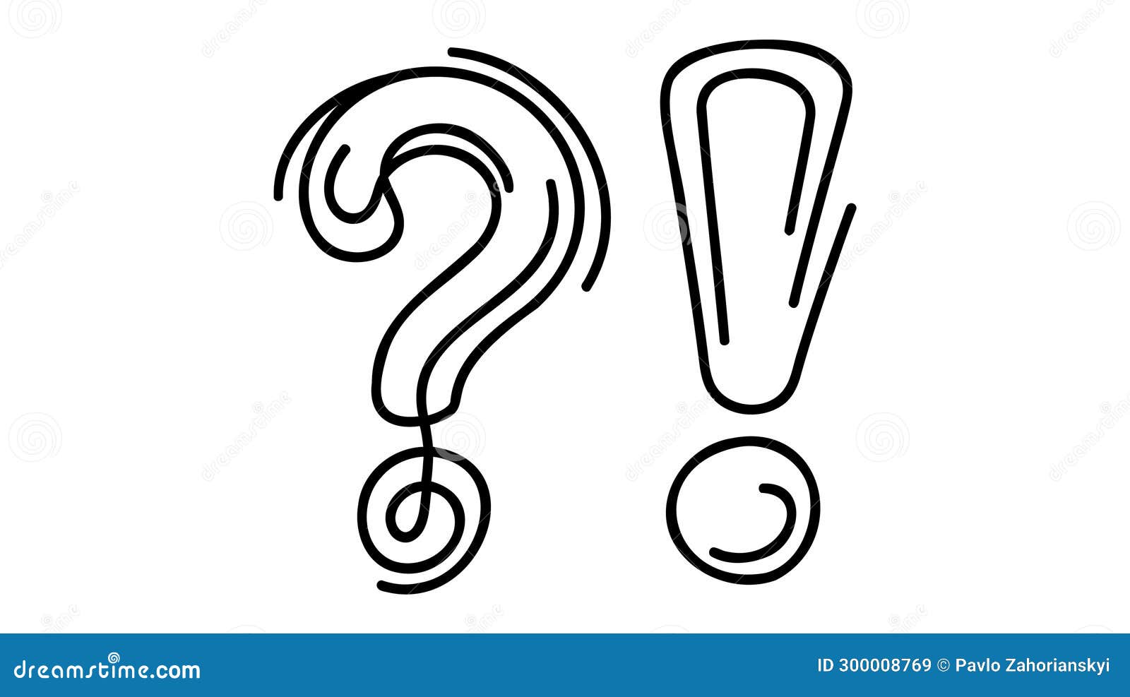 Question and Exclamation Marks One Line Art, Hand Drawn Asking and ...
