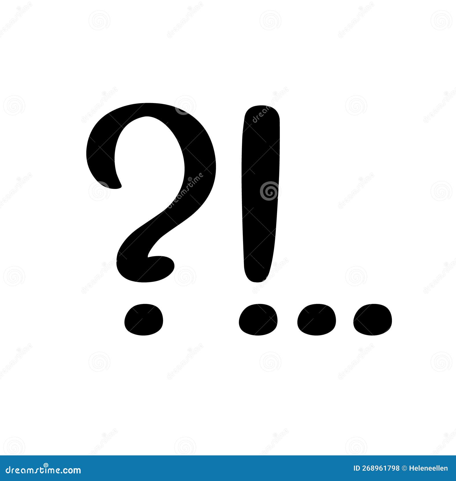 Question and Exclamation Marks Punctuation Signs, Hand Drawn Symbol ...