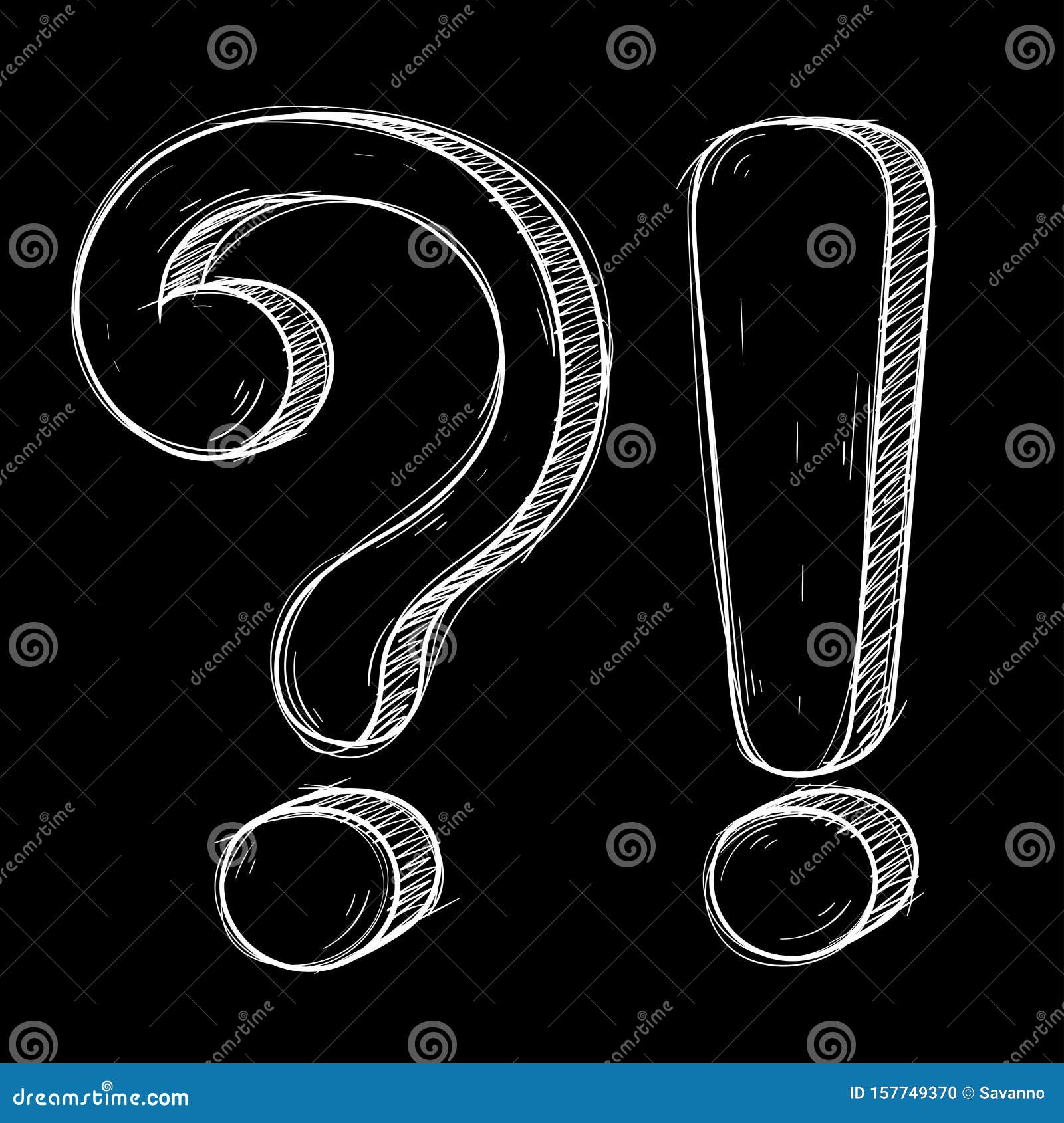 Question And Exlamation Marks. Hand Drawn Doodle Style On Lined Paper ...