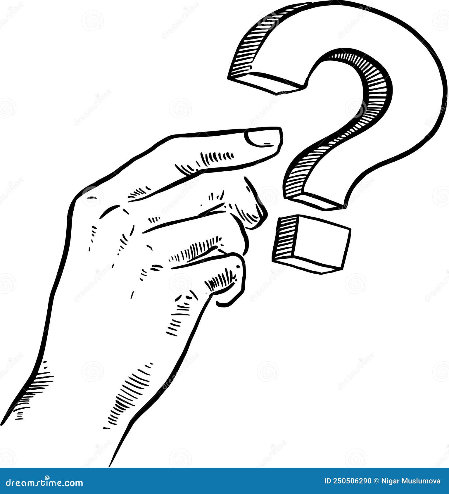 Question, Hand, Hand Draw Line Vector Illustration Stock Vector ...
