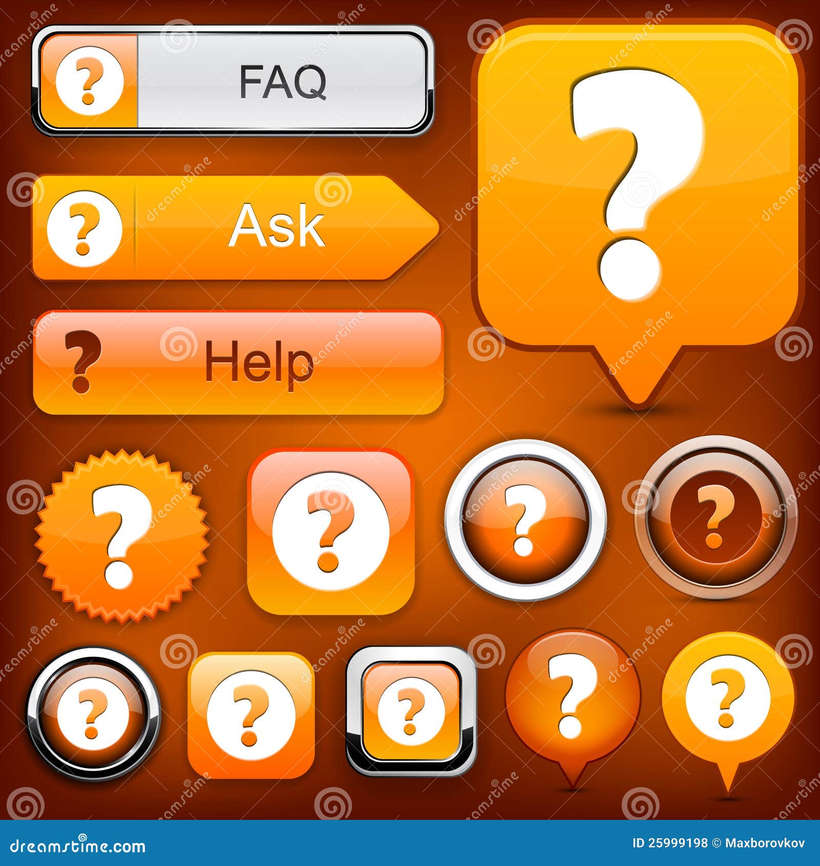 Question High-detailed Modern Buttons. Stock Vector - Illustration of ...