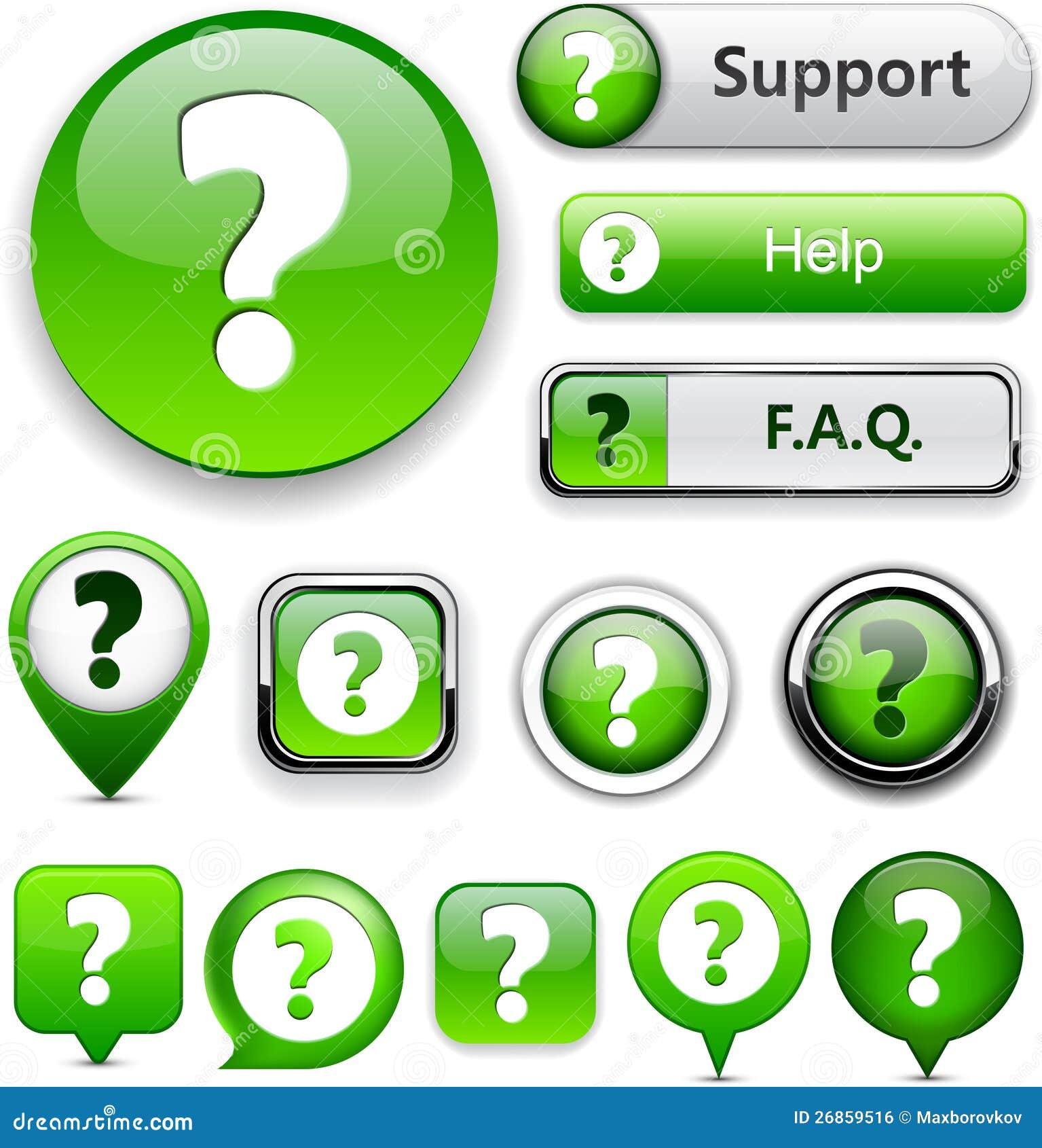 Question High-detailed Modern Buttons. Stock Vector - Illustration of ...