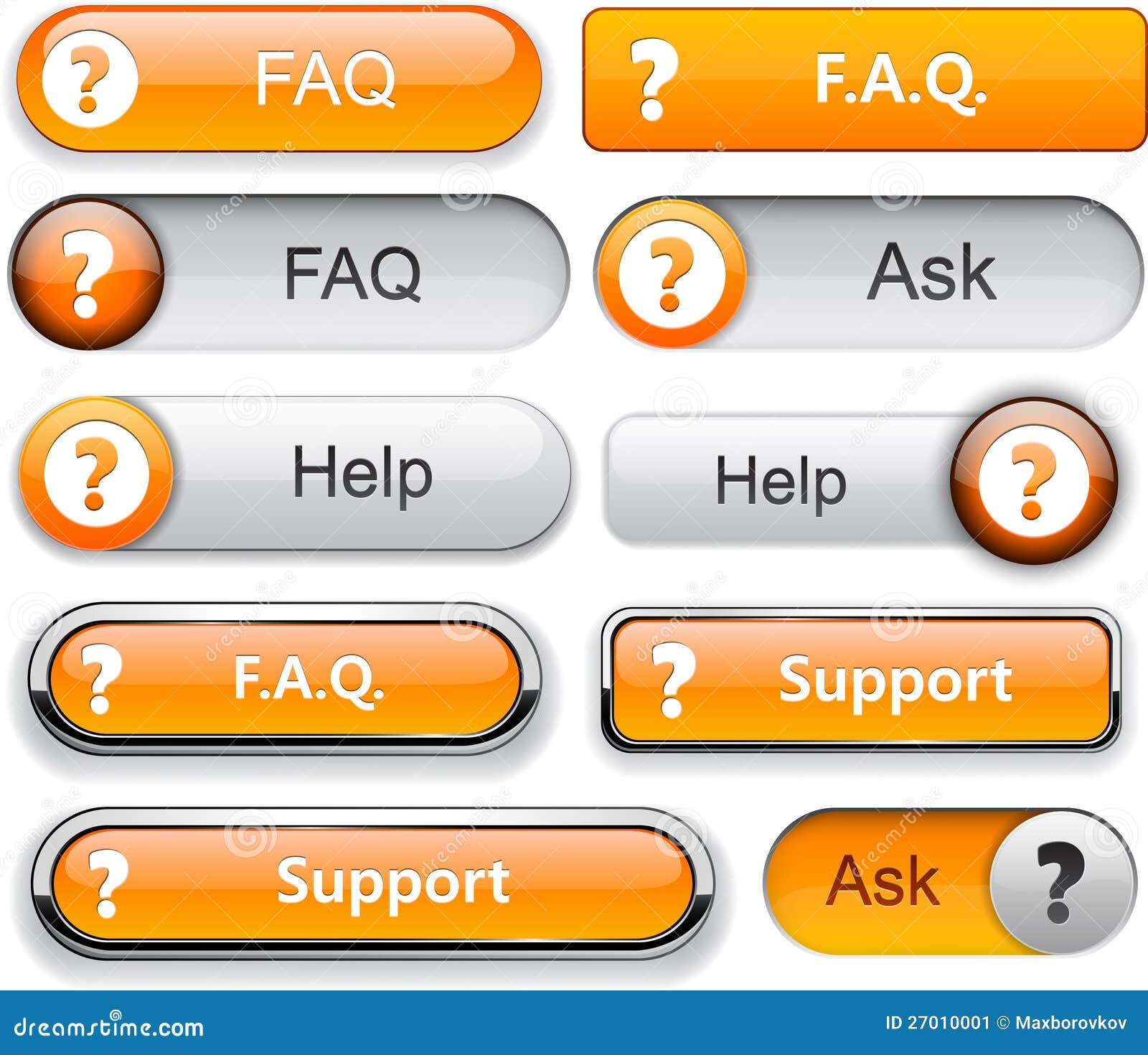 Question High-detailed Modern Buttons. Stock Vector - Illustration of ...