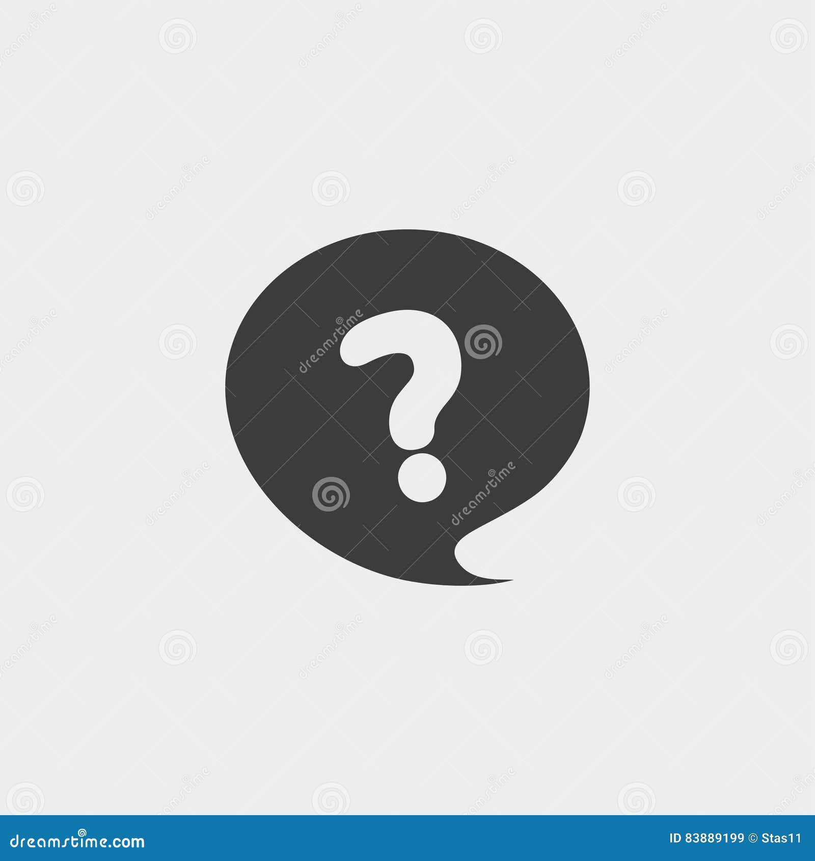 Question Icon in a Flat Design in Black Color. Vector Illustration ...